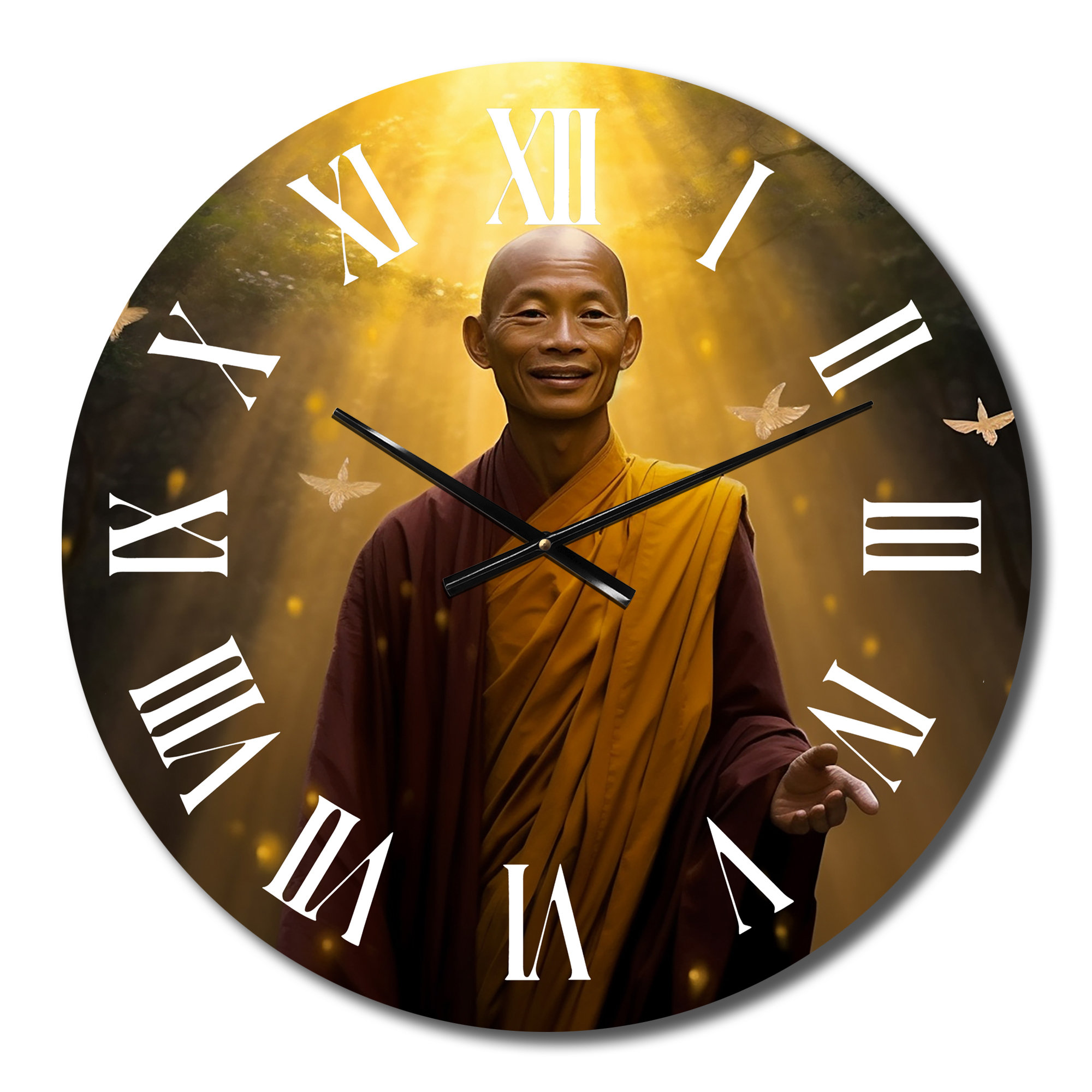 Design Art Buddhist Monk Enlightment - Meditation Wall Clock - Wayfair ...
