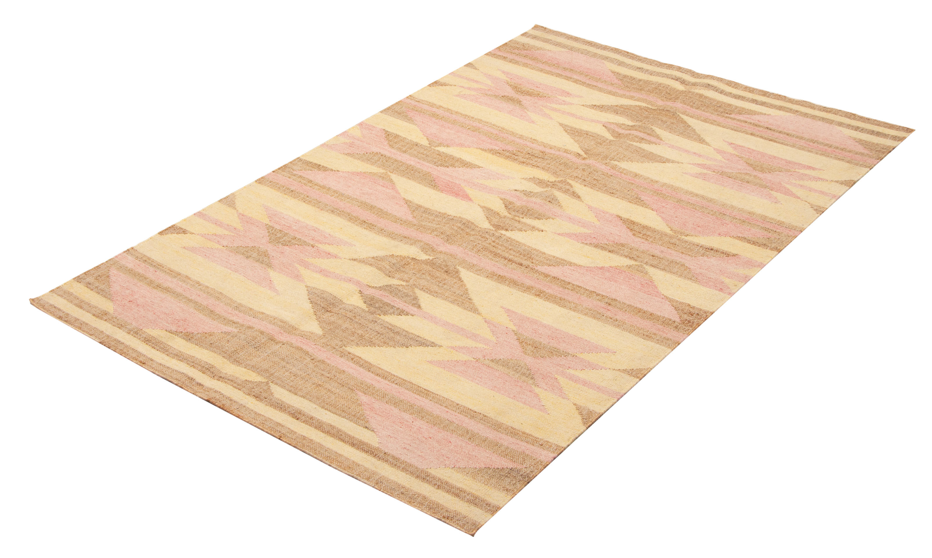 Foundry Select Tapis géométrique ivoire / rose en jute / sisal tissé à plat à la main à motif ...