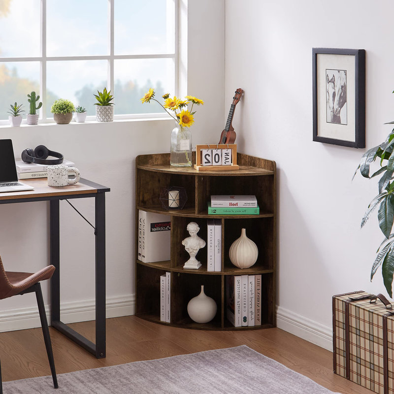 Wade Logan® Cayhlin 3-Tier Corner Bookcase Cabinet with 8 Cubbies ...