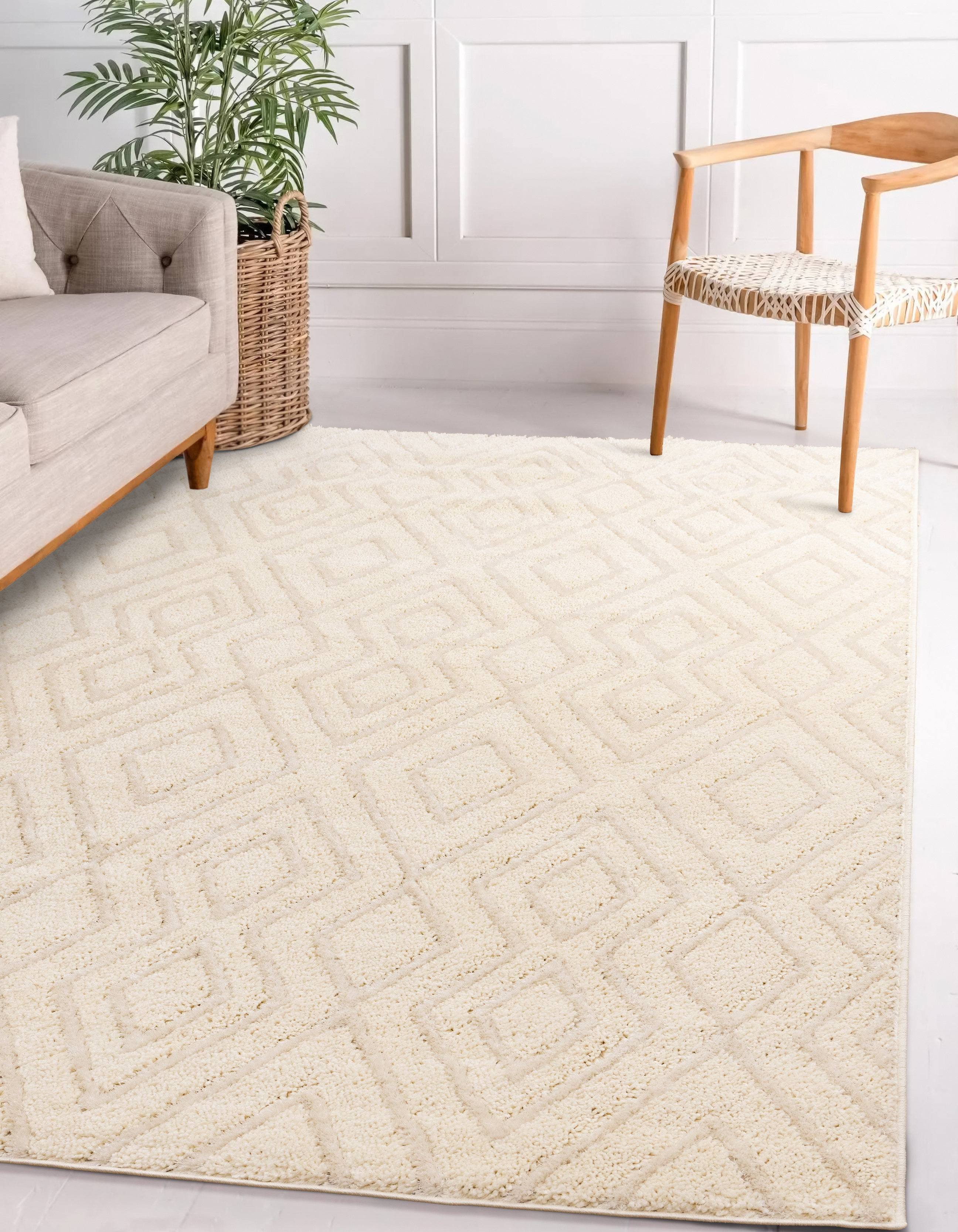 Latitude Run® Dilmore Soft Cream Diamonds Indoor Area Rug & Reviews ...