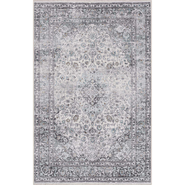 Alcott Hill® Selway Machine Washable Boho Oriental Blue Area Rug ...