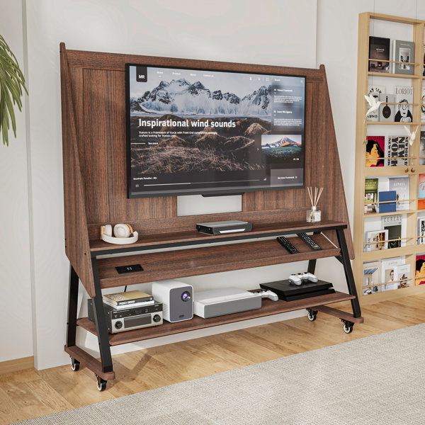 Latitude Run® 60'' W 4-Wheel TV Stand Media Console With Socket And TV ...