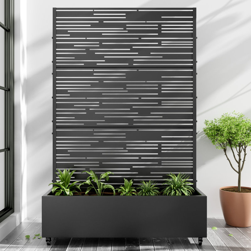 Arlmont & Co. Metal Planter Box with Trellis with Wheels & Reviews ...