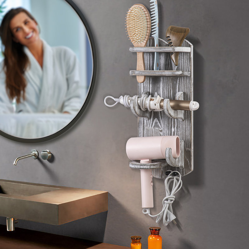 Gracie Oaks Shirleymae Wood Hair Tool Holder & Reviews | Wayfair