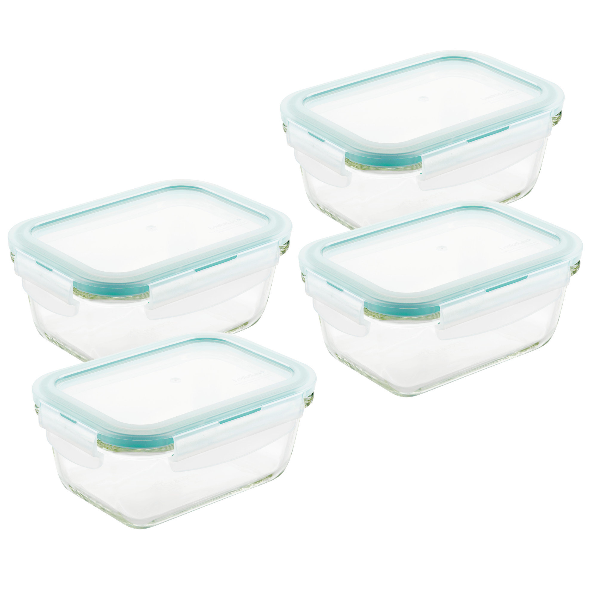 LocknLock Purely Better Glass Rectangular 4 Container Food Storage Set ...