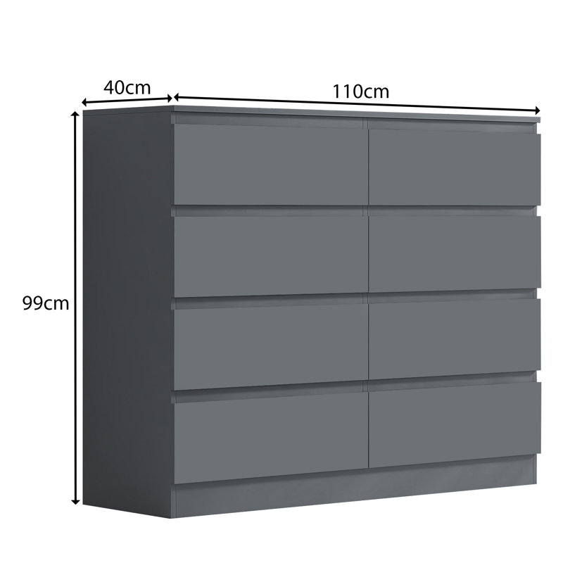 Zipcode Design Carlton 8 Drawer Chest Of Drawers. 110cm Wide. 4+4 ...