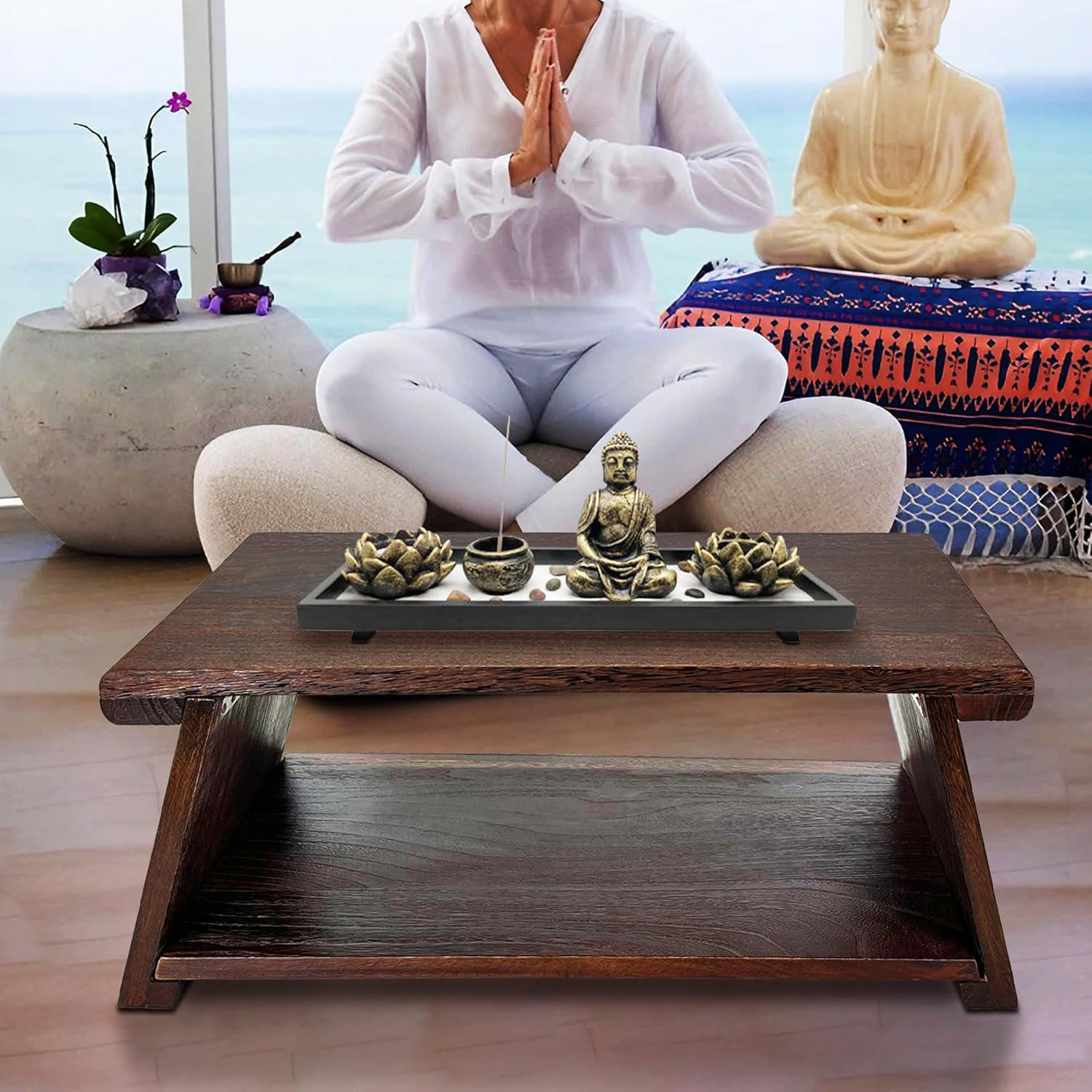 Millwood Pines Paulownia Wood Folding Floor Table - Meditation Low ...