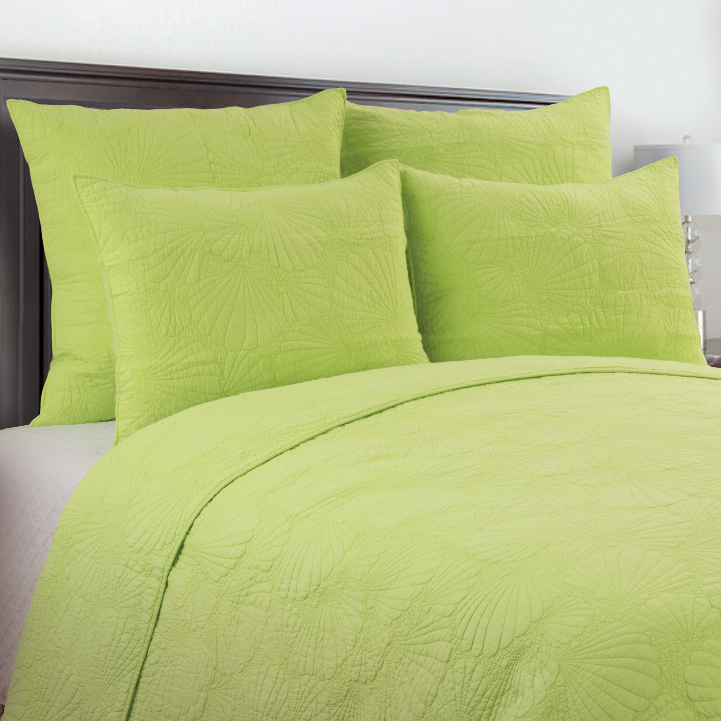 C&F Home Scallop Shell Solid Green Beach Coastal Cotton Euro Sham | Wayfair