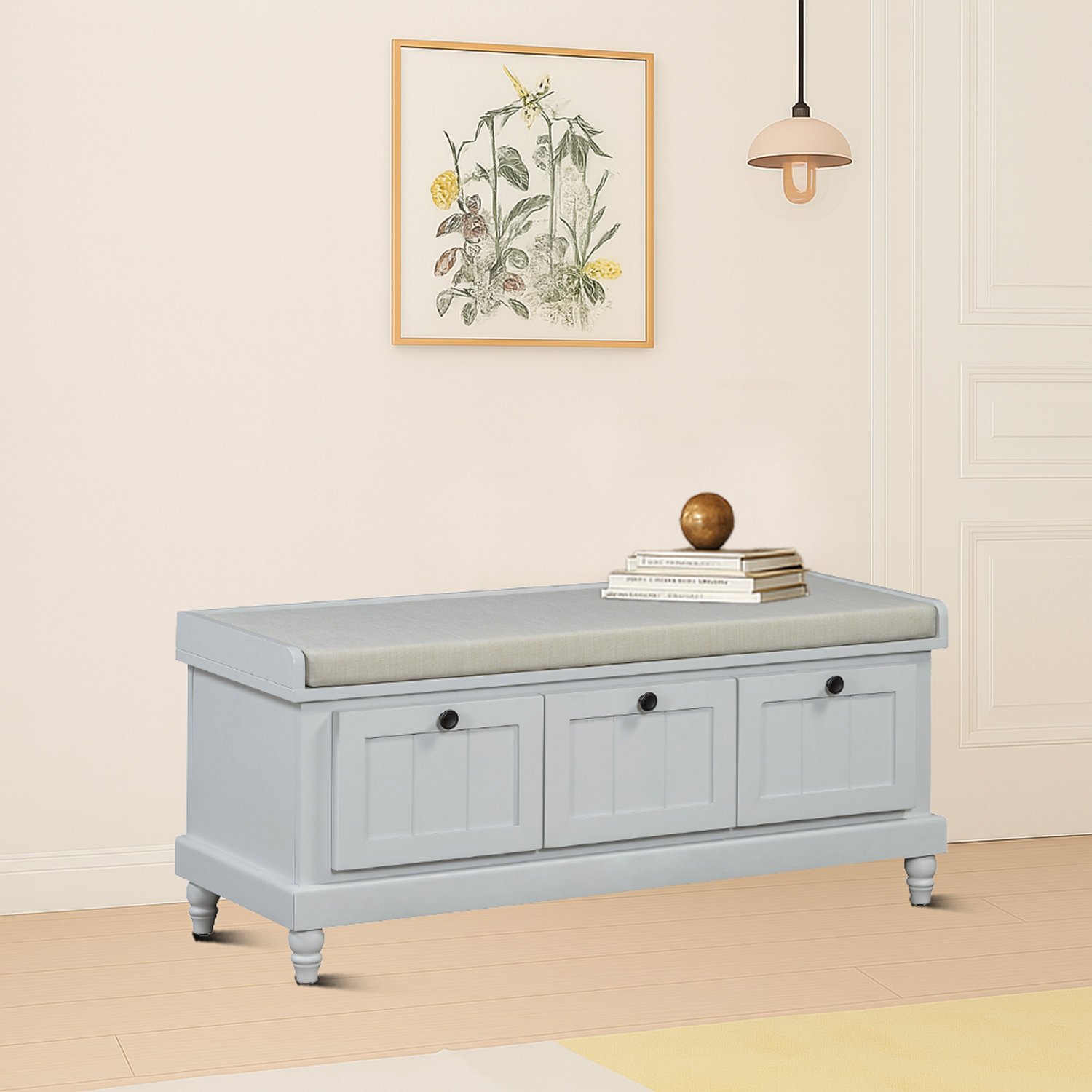 Canora Grey Farmhouse Storage Bench entryway bench upholstered bench ...