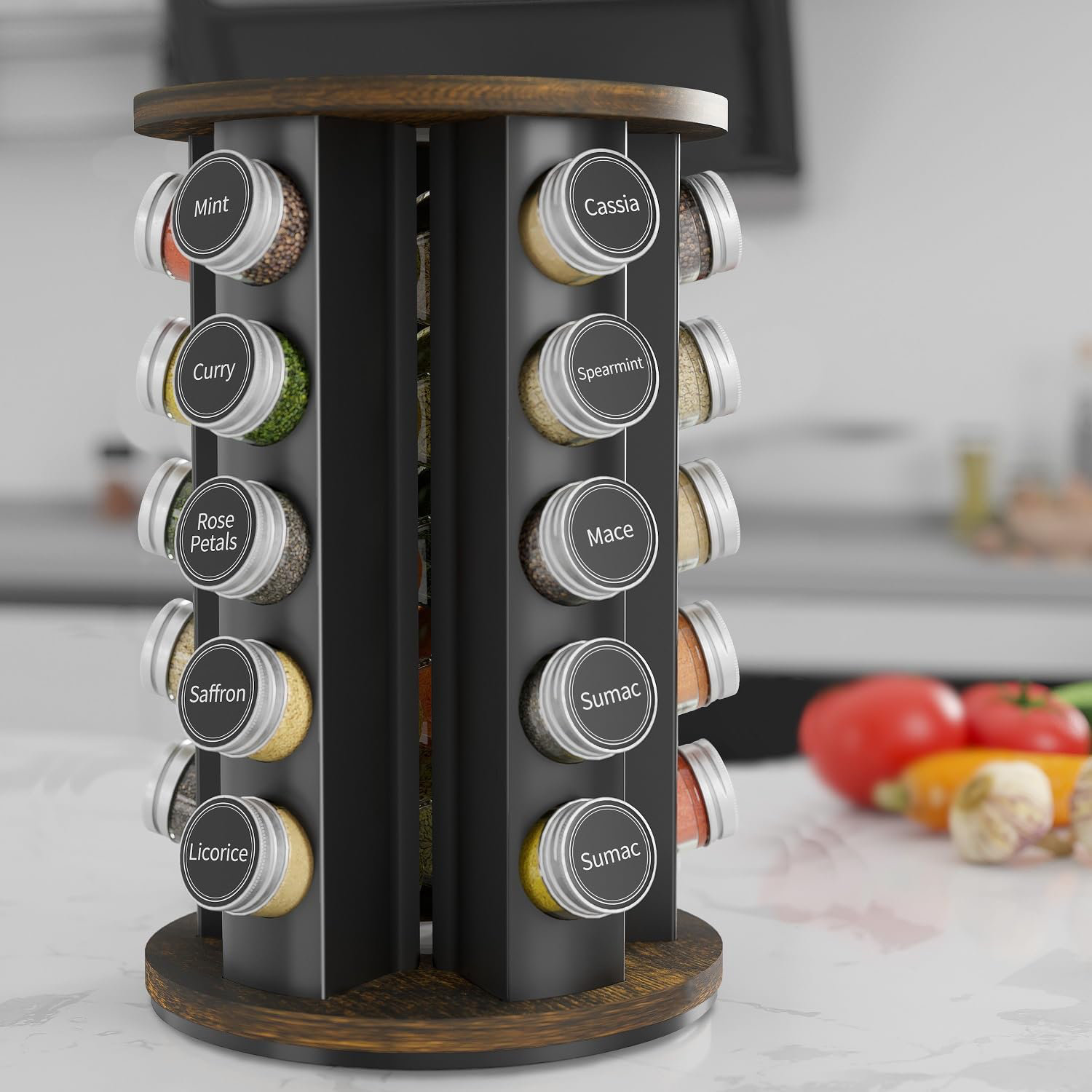 Mint Pantry® Revolving Spice Rack Set With 25 Spice Jars, Kitchen Spice ...