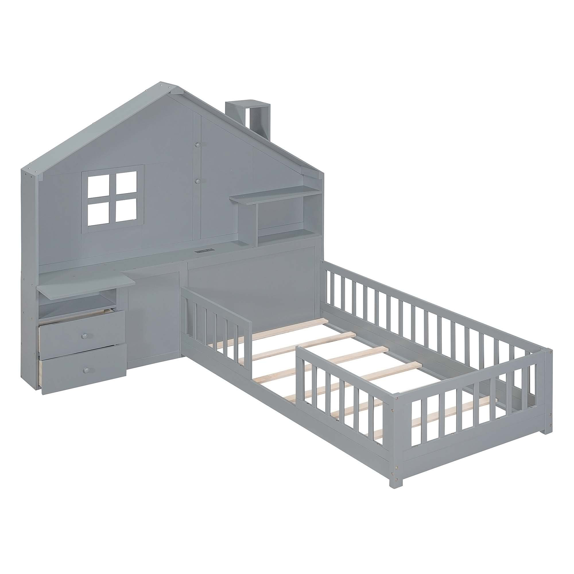 Harper Orchard Charming Platform House Bed with Multiple ...