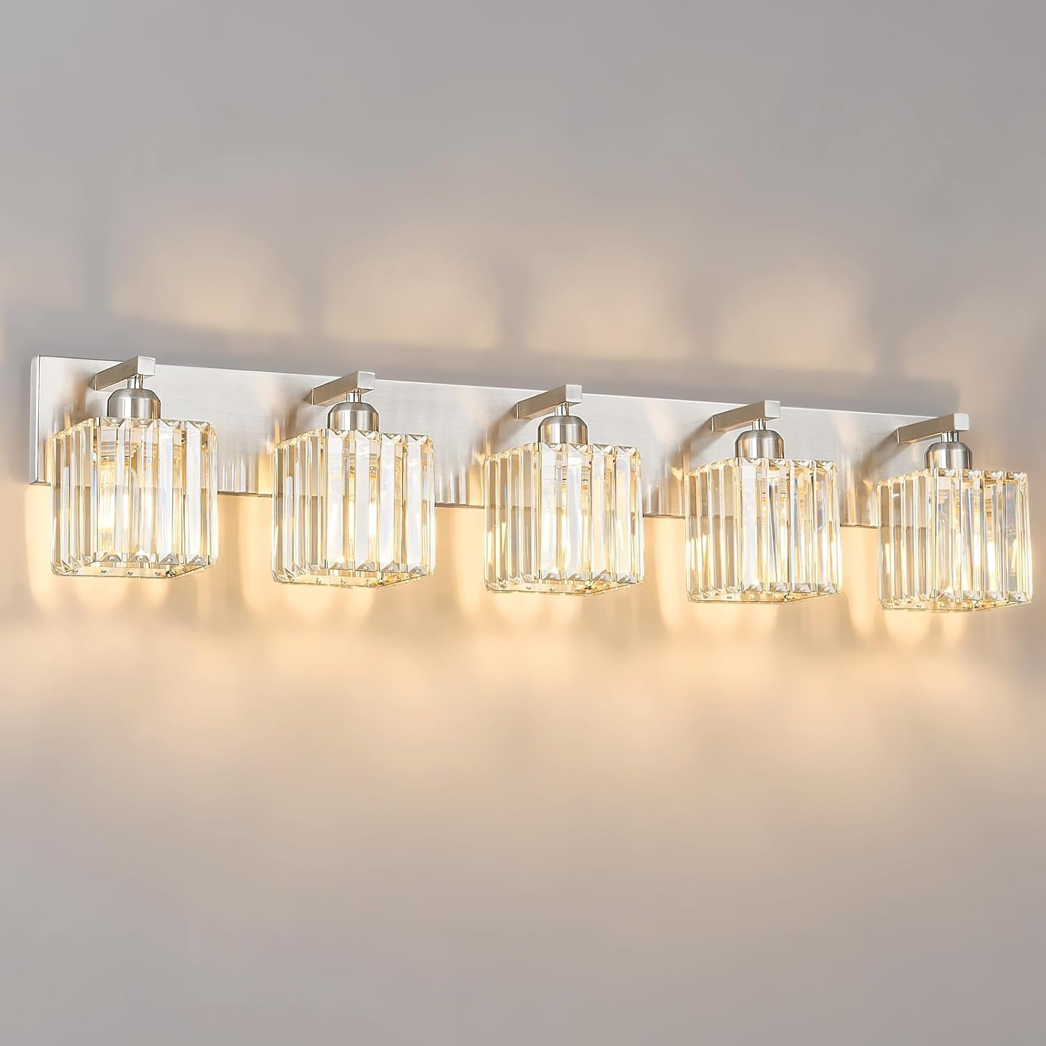 Everly Quinn Modern 5-Light Bathroom Vanity Fixture With Crystal ...