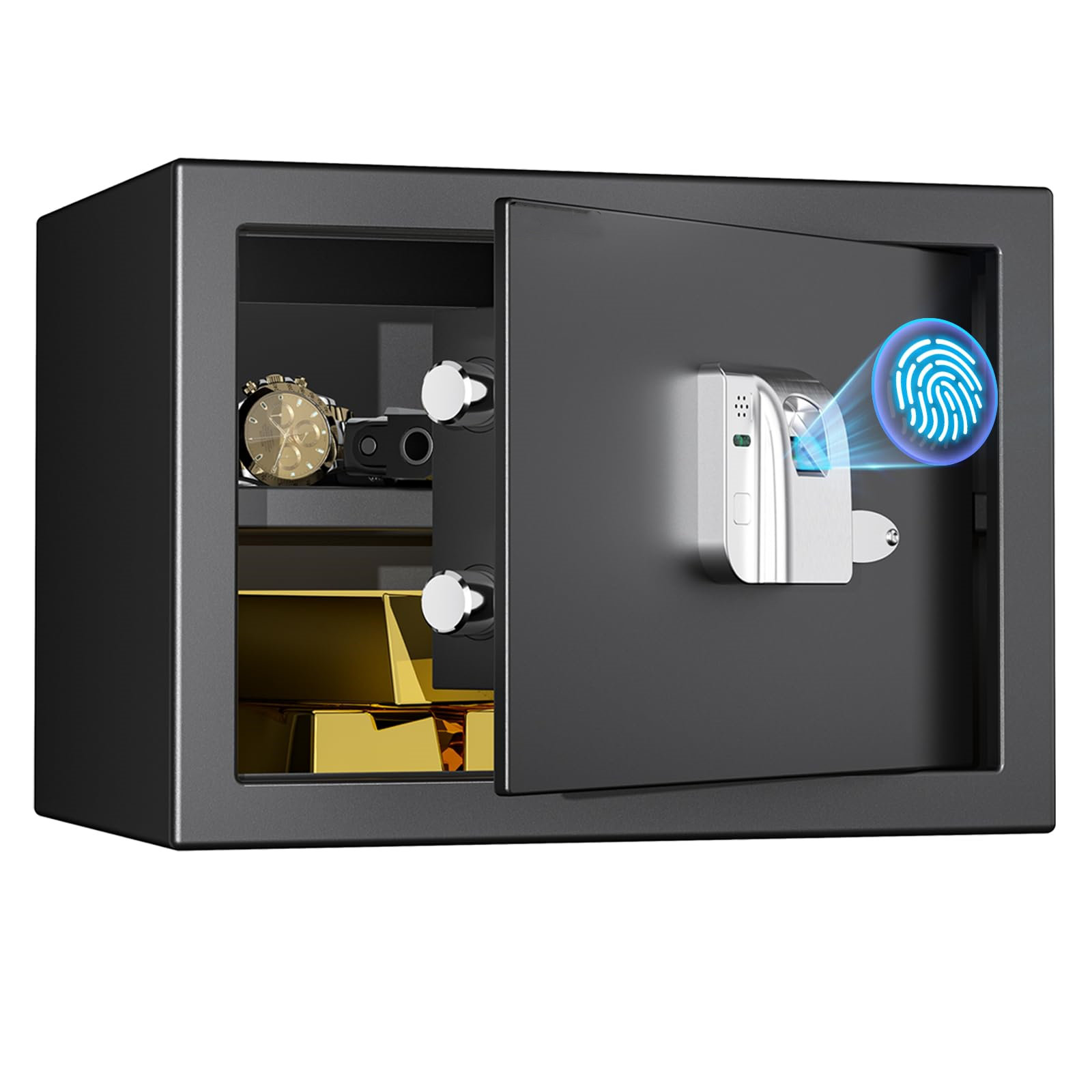 MOEPISY Fingerprint Biometric Safe Box - 1.5 Cu Ft Fireproof Safe Box ...