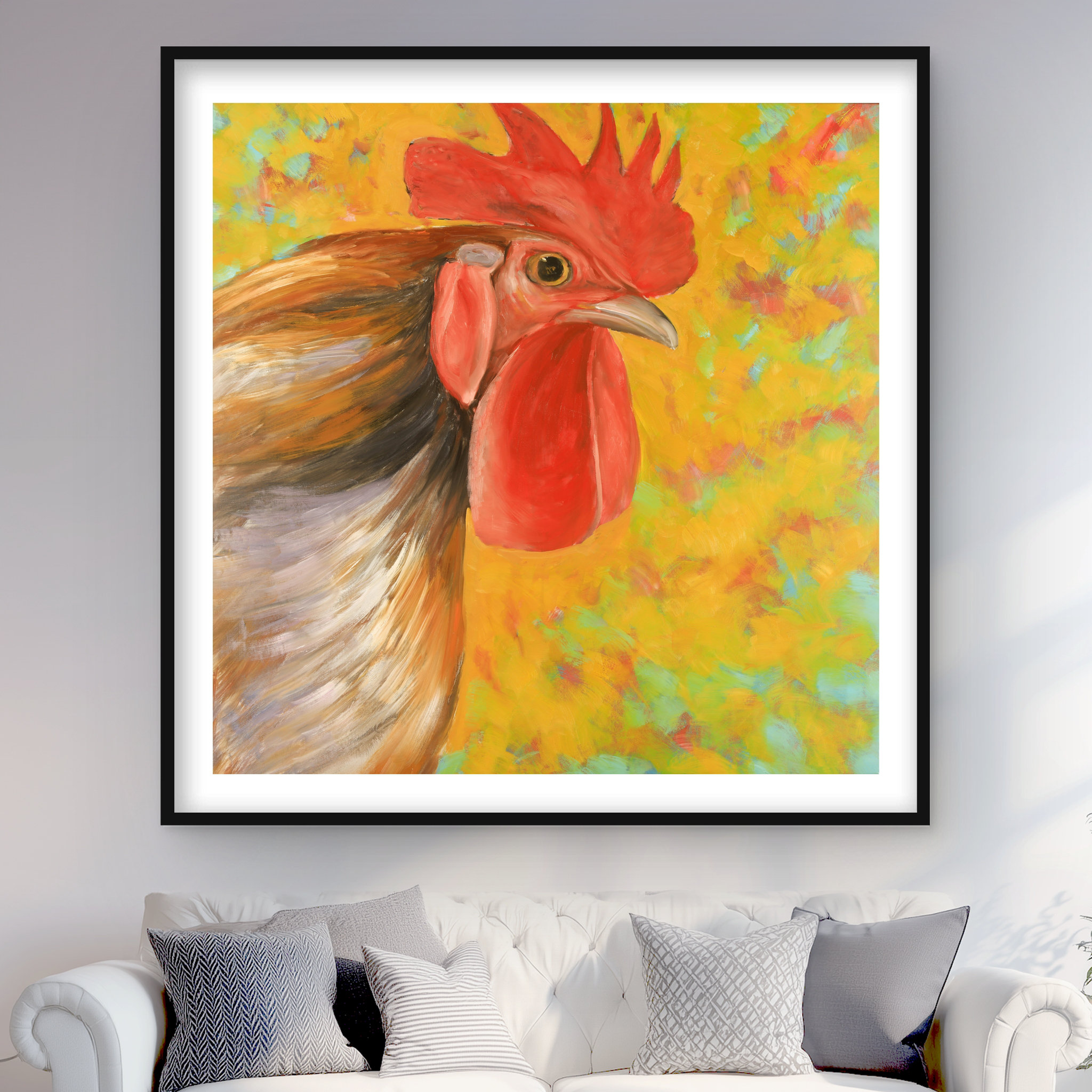 Lark Manor™ Colorful Rooster - Contemporary Animals Framed Print Decor ...