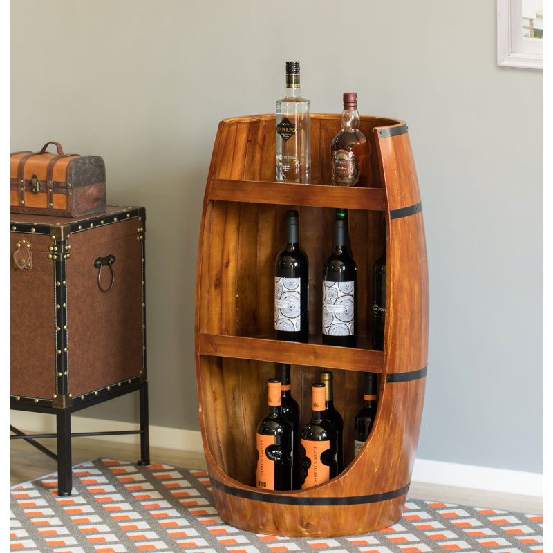 Breakwater Bay Aledo Freestanding Rustic Wooden Wine Barrel Storage ...