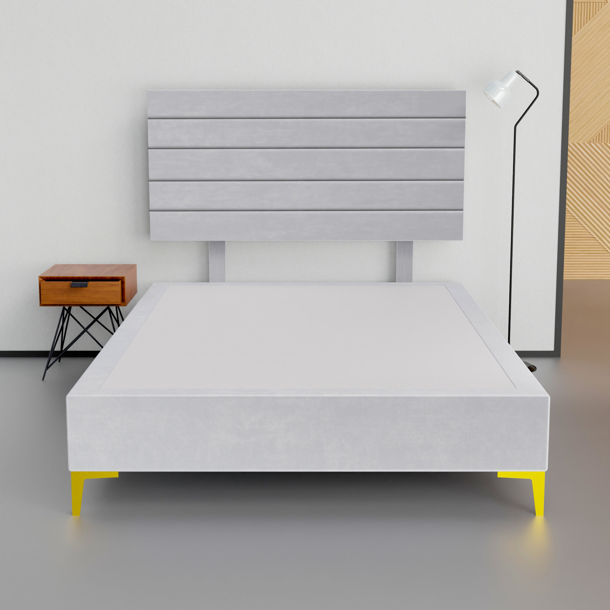 Mercer41 15" Premium Velvet Material Box Spring/Bed Frame With ...