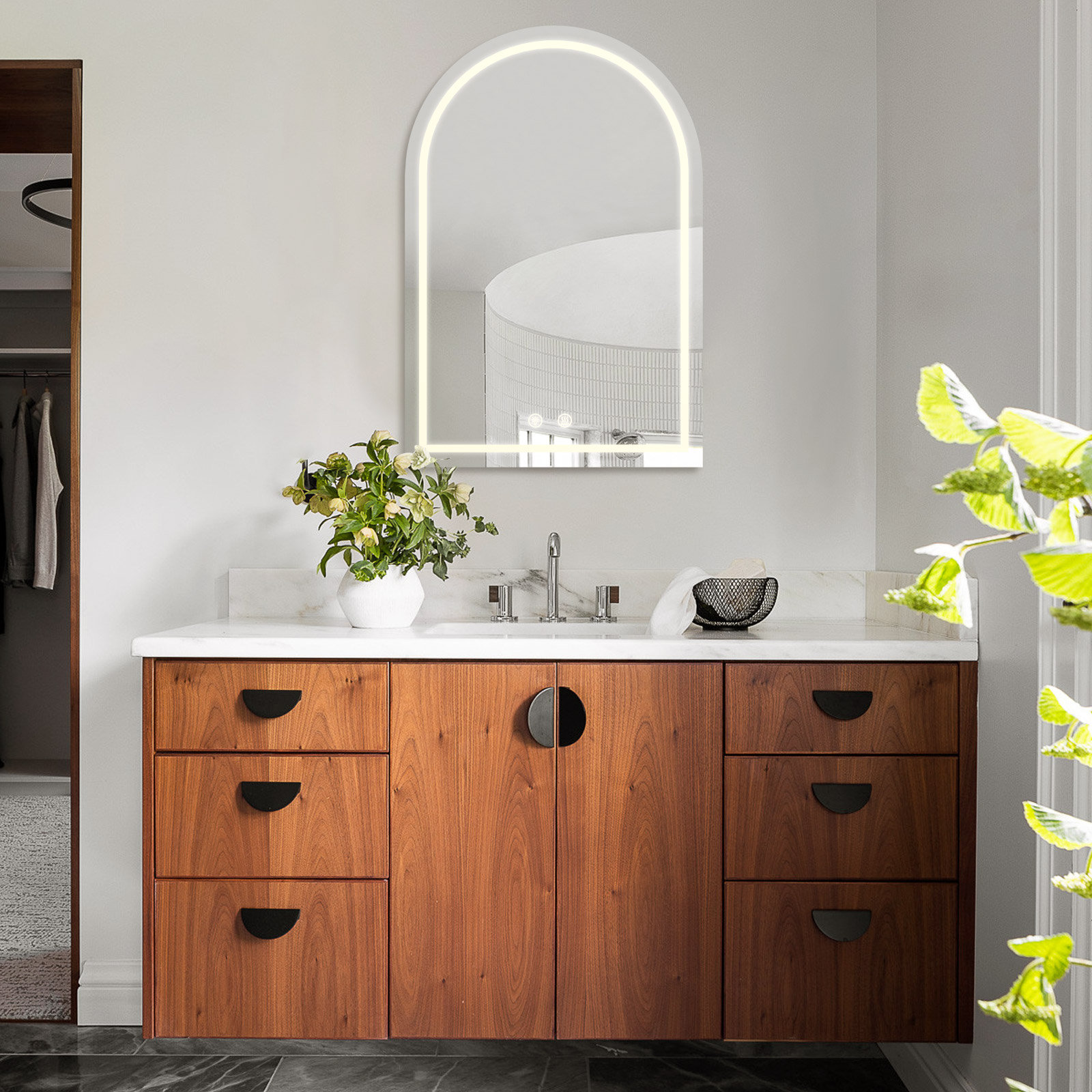 Ivy Bronx Hsa Metal Arch LED Wall Mirror & Reviews | Wayfair