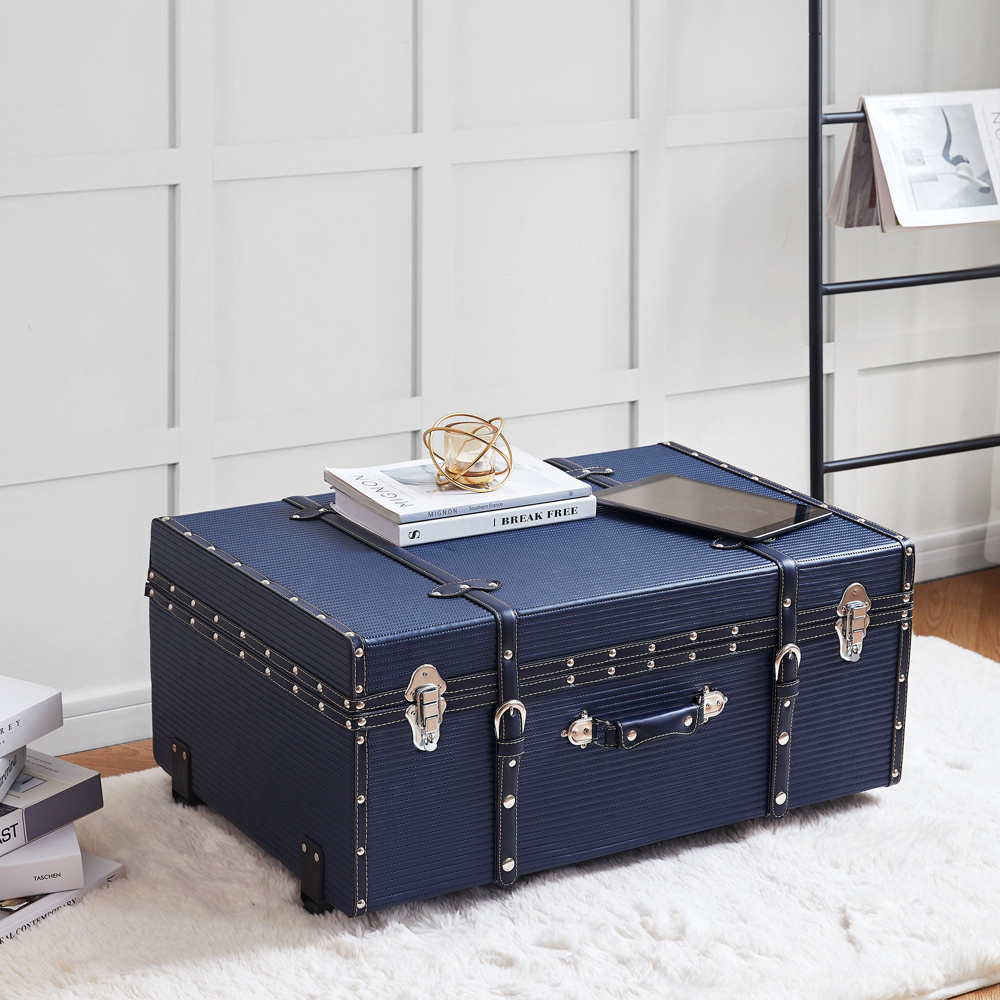 DormCo Texture Brand Trunk - Navy Raised - Wayfair Canada