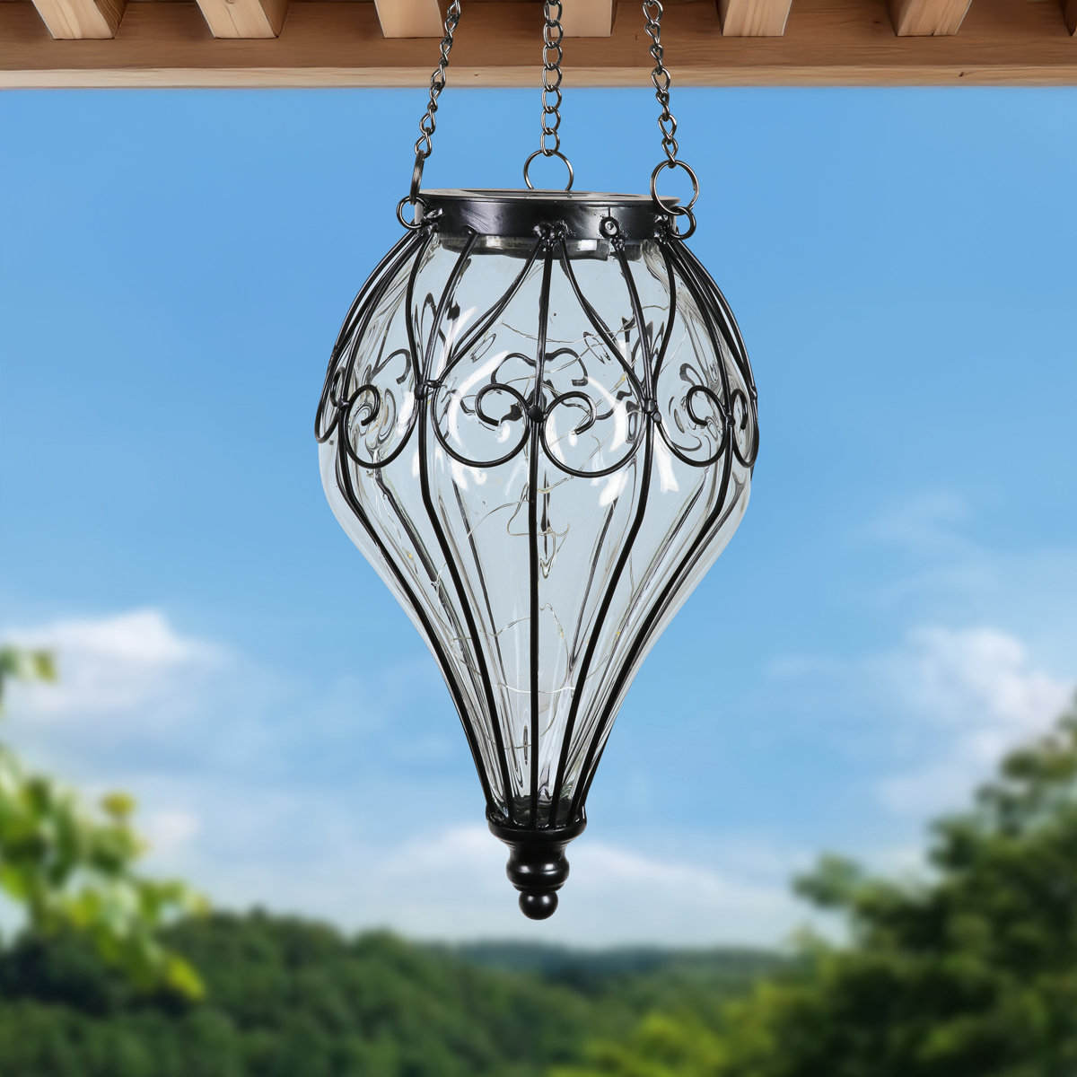 Exhart Solar Clear Glass Hanging Lantern, 6.5 by 23.5 Inches & Reviews ...