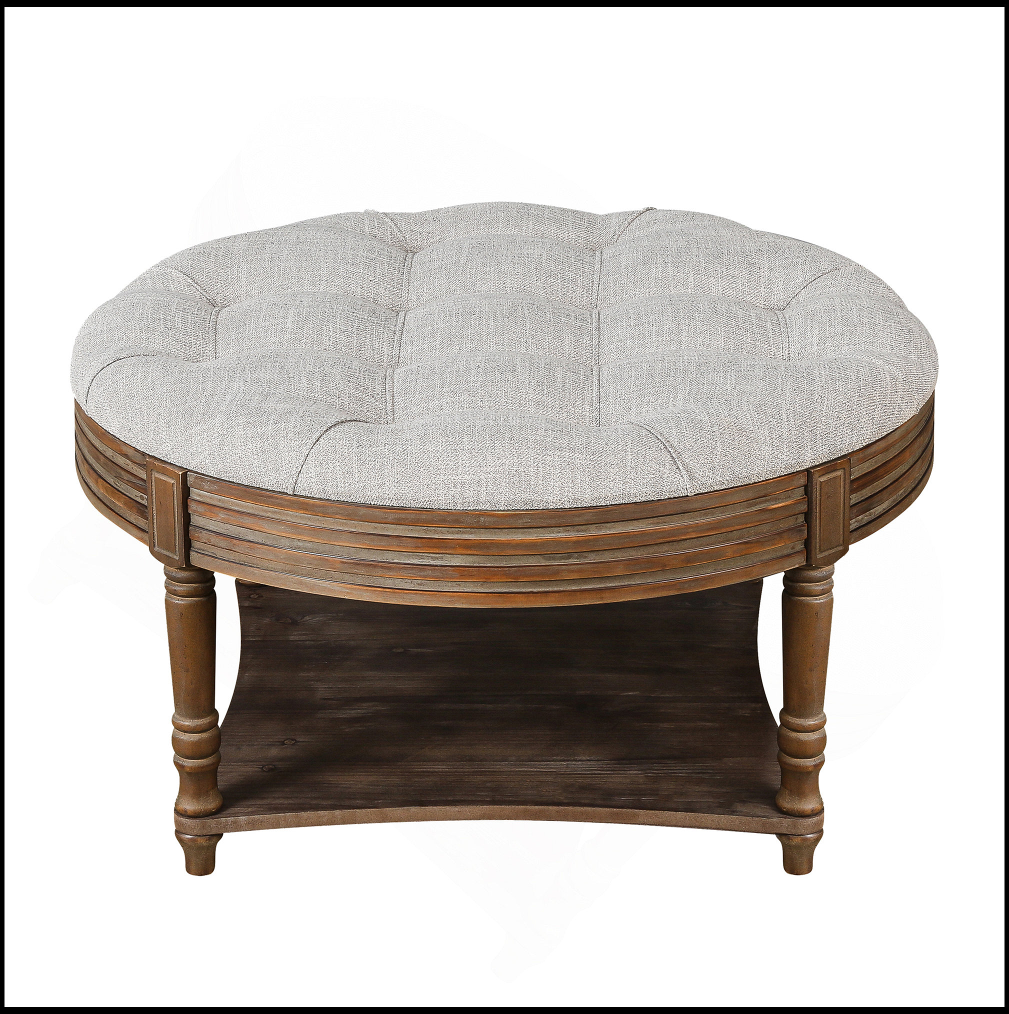 Canora Grey Versatile Tufted Ottoman With Shelf Storage For Living Room ...