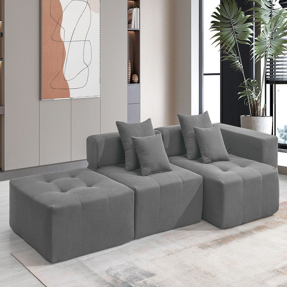 Bonzy Home 105.5''L Shaped Modular Sectional Sofa,Minimalist Floor ...