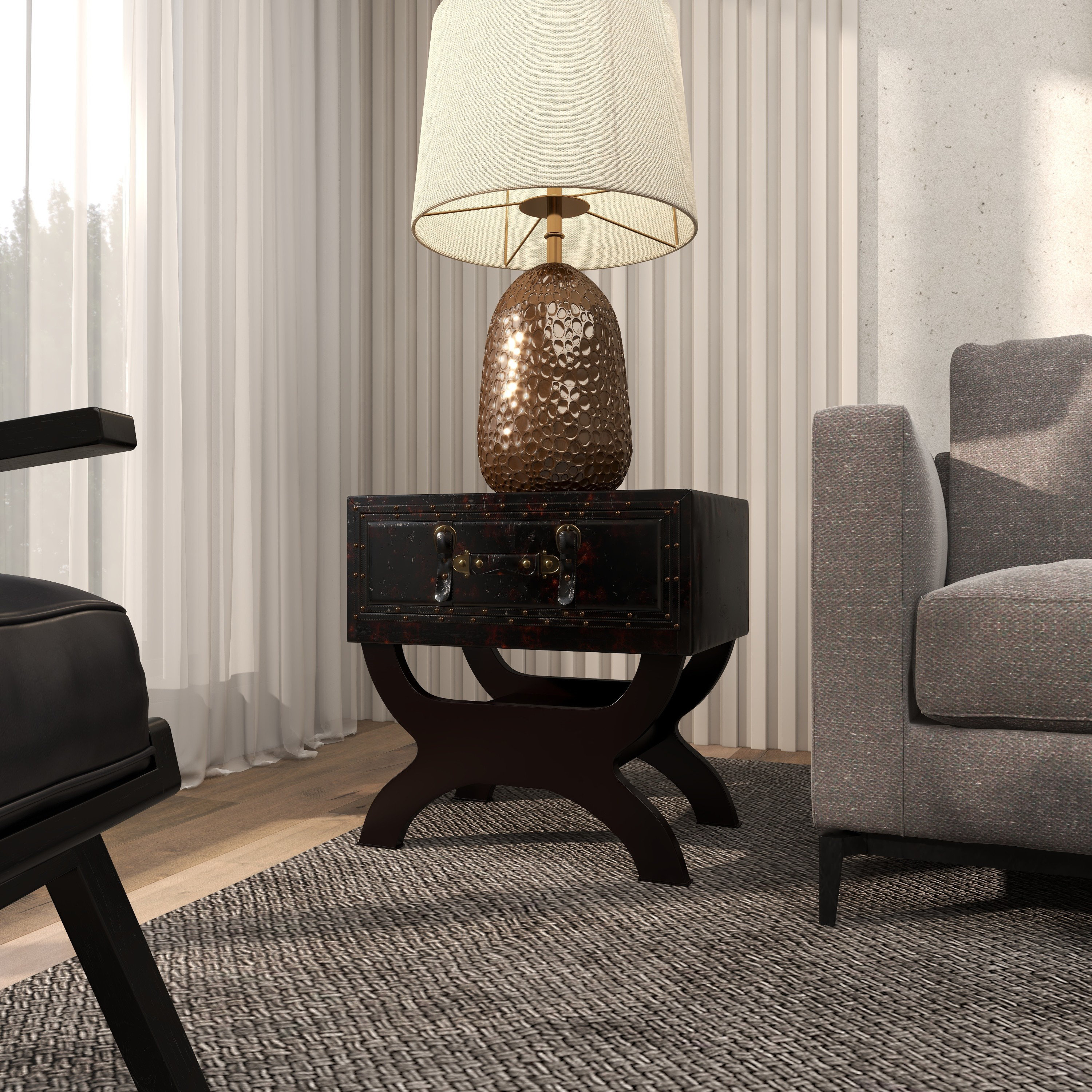 Steelside™ Isabel Vintage Style Faux Leather Accent End Table with ...