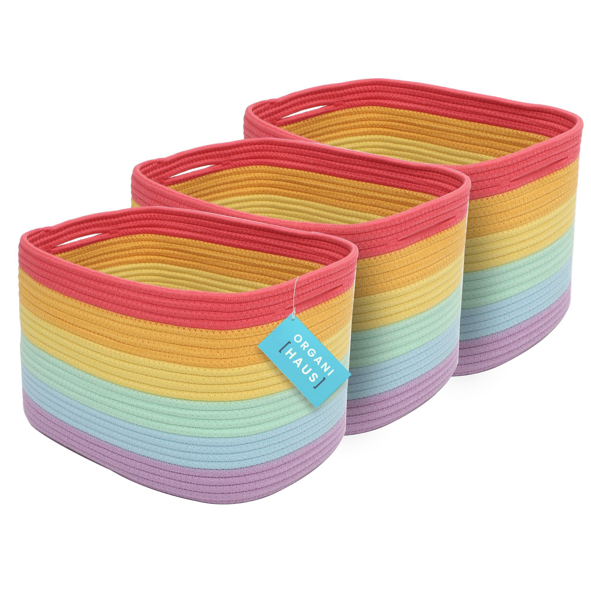 Rosecliff Heights Set Of 3 Cute Rainbow Basket For Decor, Cotton Rope ...