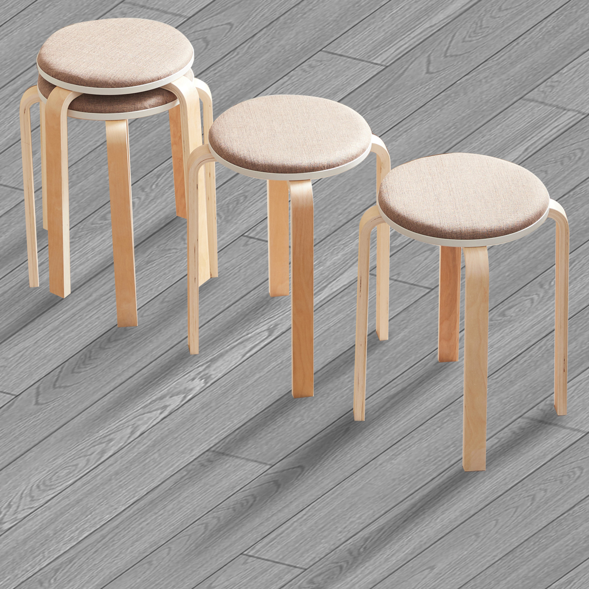 Ebern Designs Gabrianna Solid Wood Backless Stacking Side Chair Dining ...