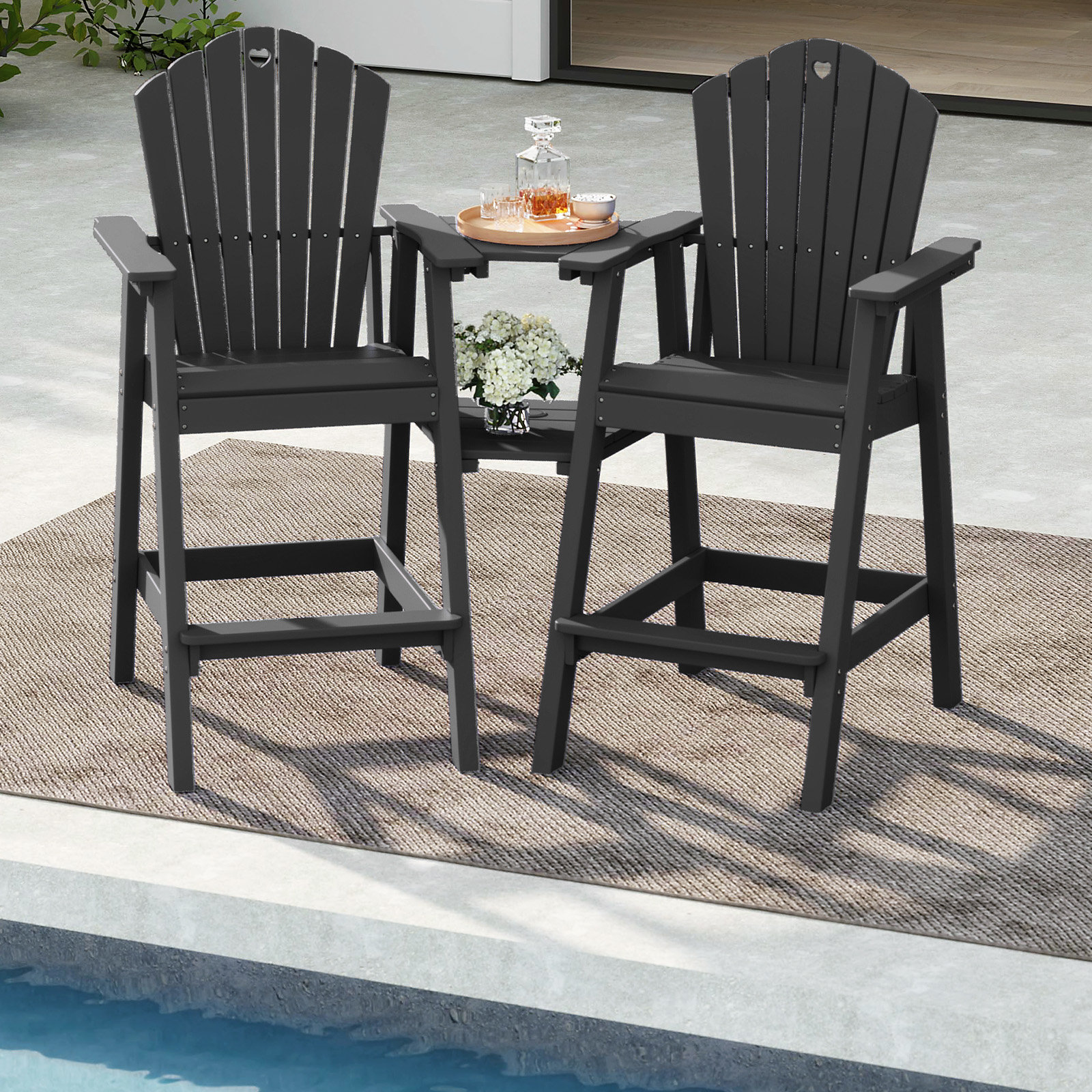Rosecliff Heights Tall Adirondack Chairs Set of 2 with 2-Layer ...