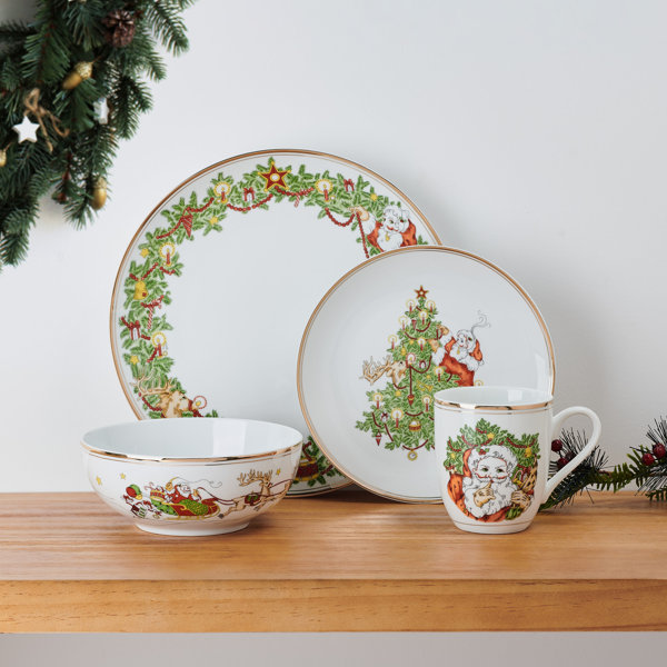 Fitz and Floyd St. Nicholas 16-Pc Dinnerware Set, Service For 4 | Wayfair