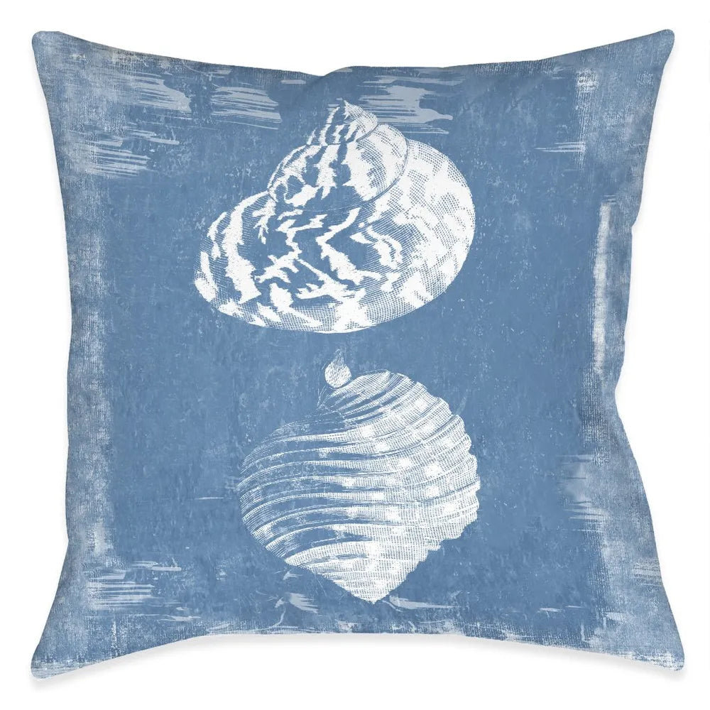 Laural Home Shell Blueprint Outdoor Decorative Pillow | Wayfair