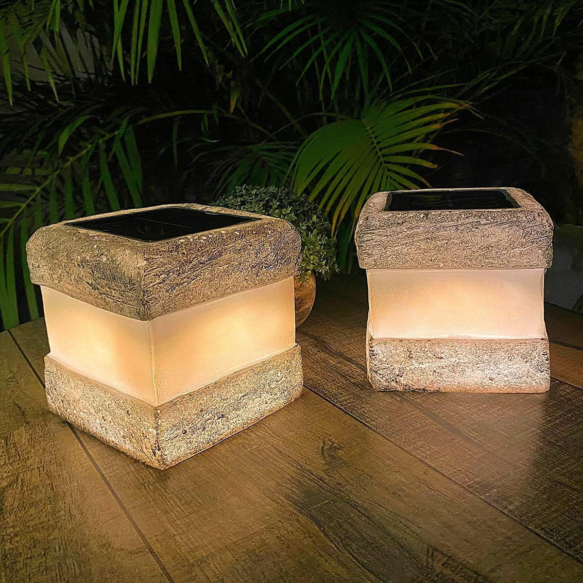 Wrought Studio™ 2 Pack Solar Rock Lights Outdoor - Solar Garden Decor ...