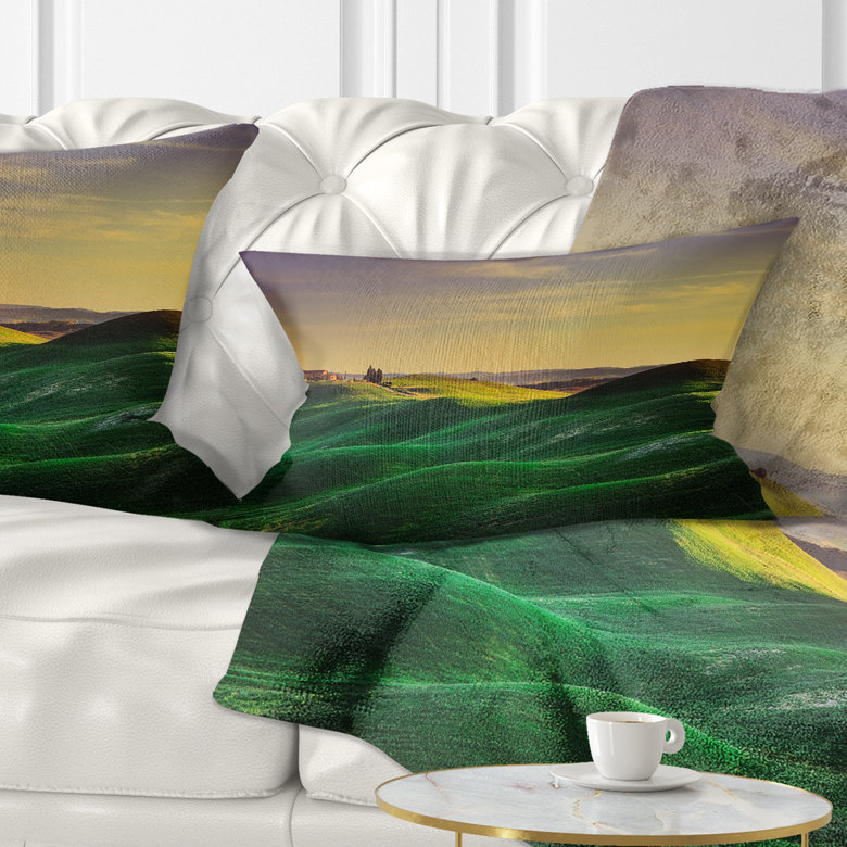 Design Art Green Rolling Hils in Crete Senesi - Landscape Printed Throw ...