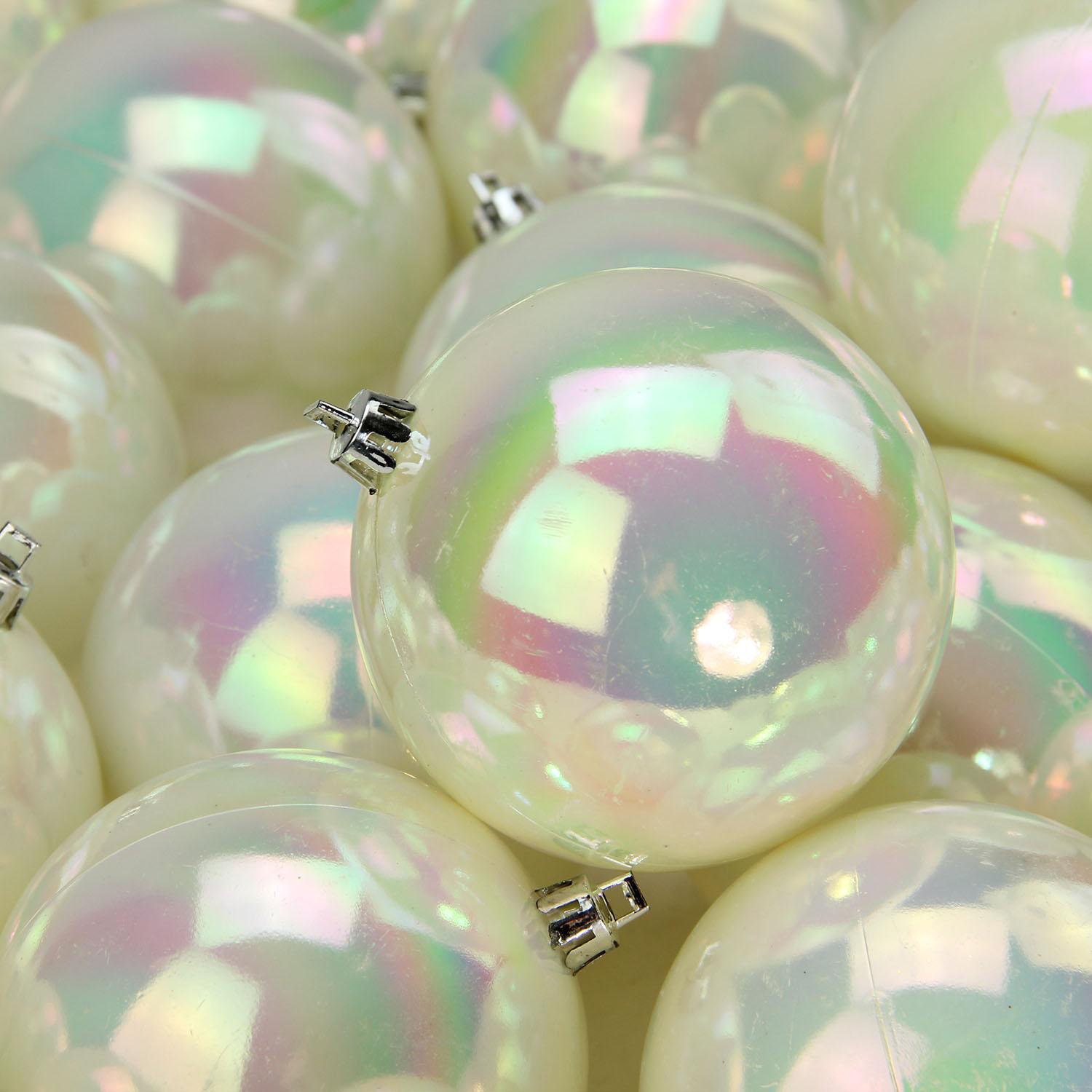 Northlight Seasonal 32ct White Iridescent Shatterproof Shiny Christmas ...