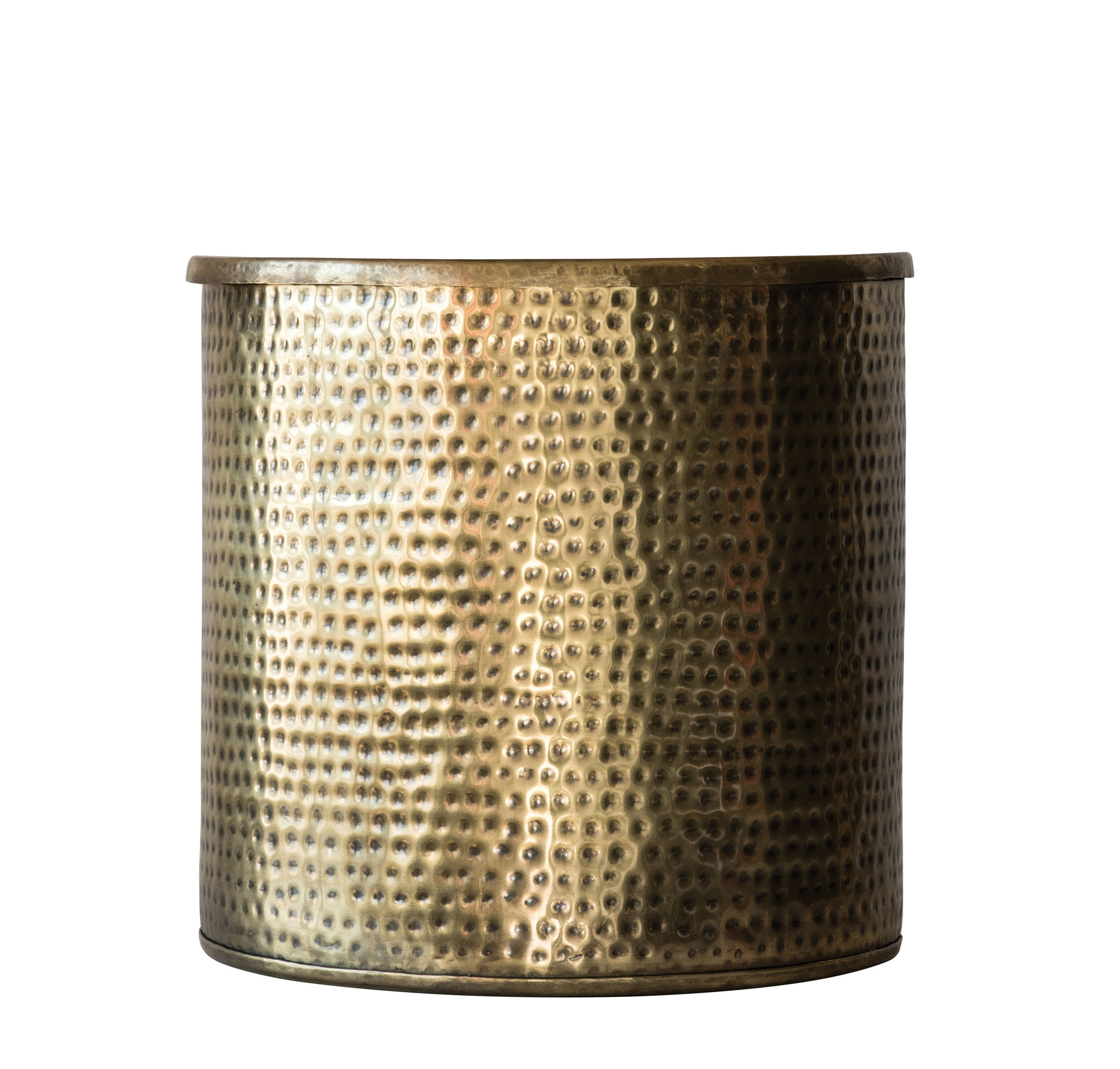 Dakota Fields Round Hammered Metal Drum Table or Planter with Lid ...