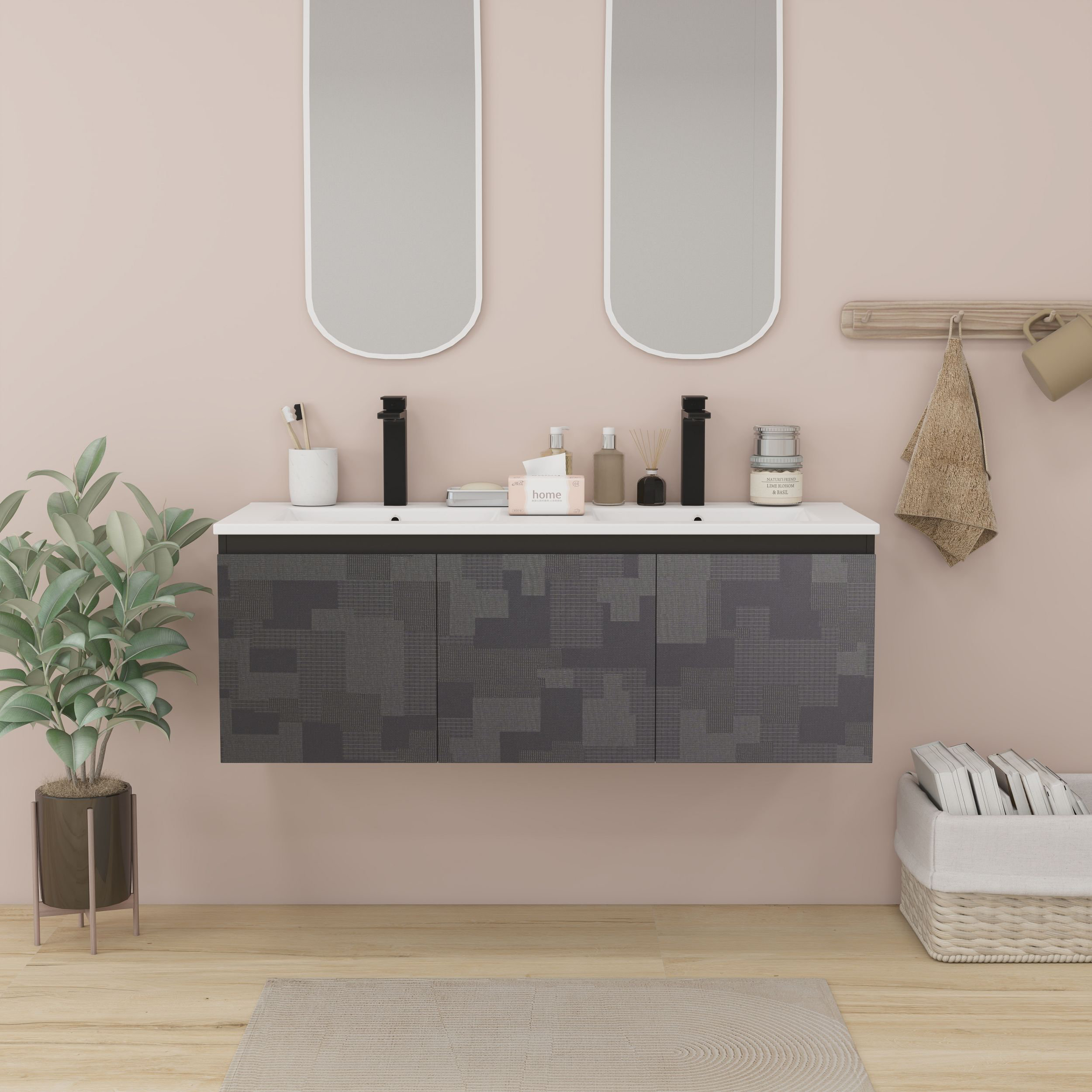 Arch Glass Designs Wall Mounted Bathroom Vanity With Sink Set | Wayfair