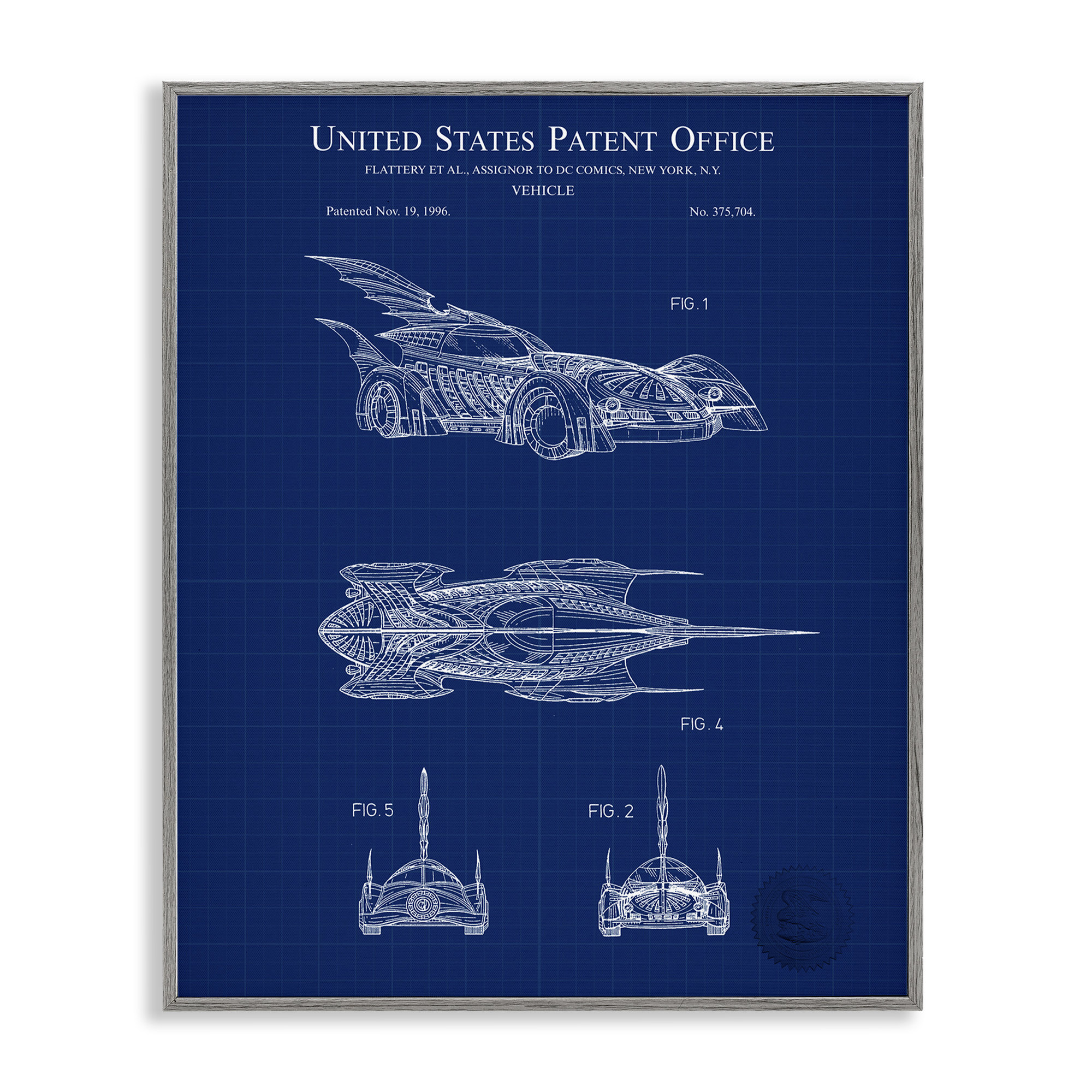 Stupell Industries Character Car Blueprint Framed Giclee Art by Karl ...