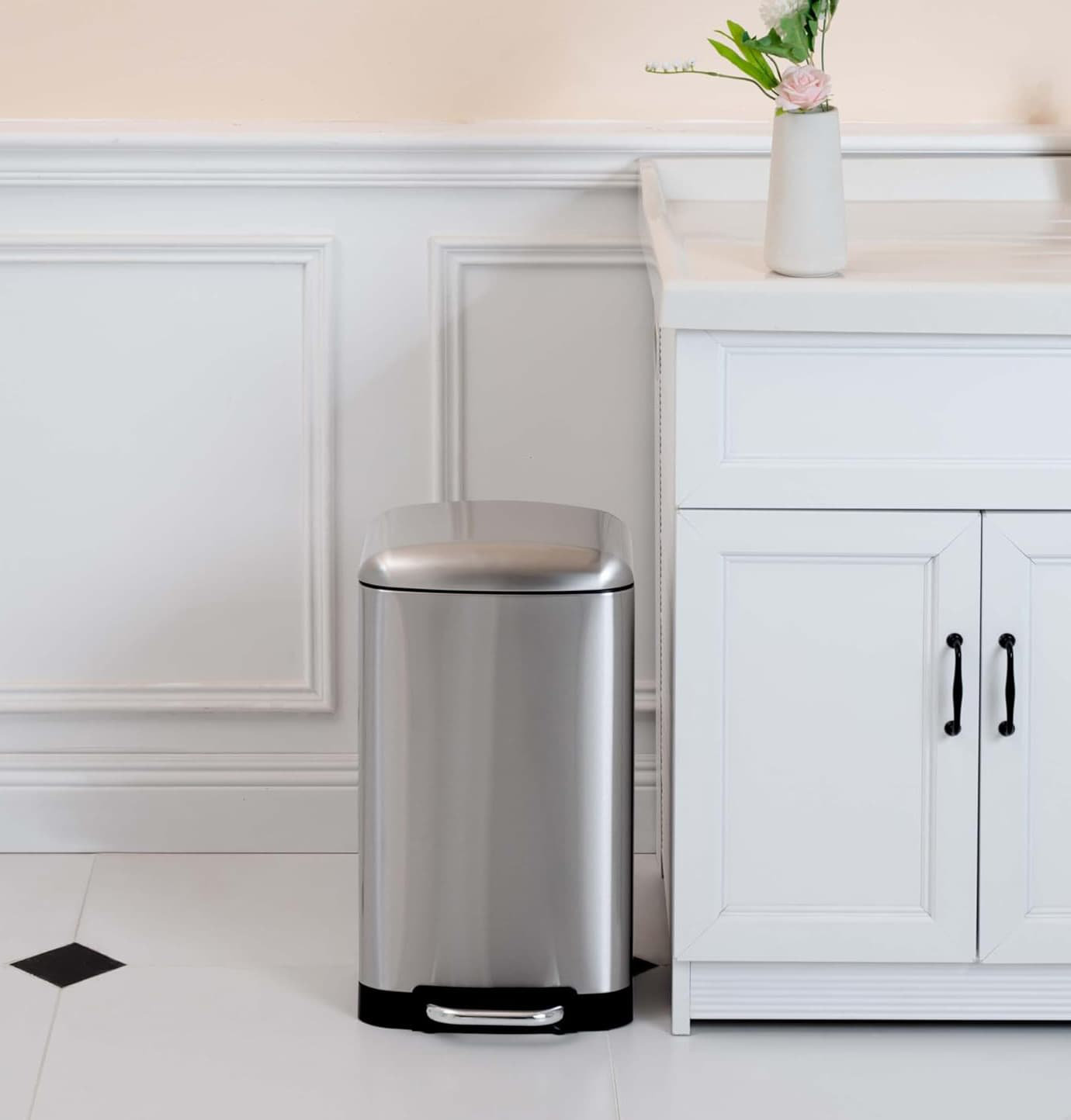 BUMEET Nickel 20 Litre/5.3 Gallon Small Rectangular Trash Can - Smudge ...