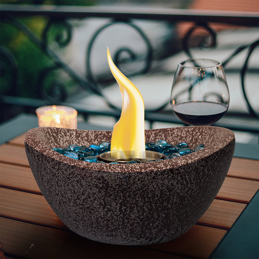 iYofe 11.4"W Concrete Tabletop Fire Pit Bowl, Table Top Firepit - Use ...