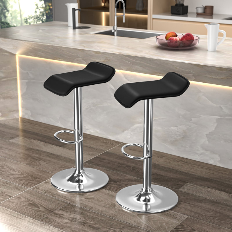 Mercer41 Garytt Swivel Adjustable Height Short Counter Stool | Wayfair