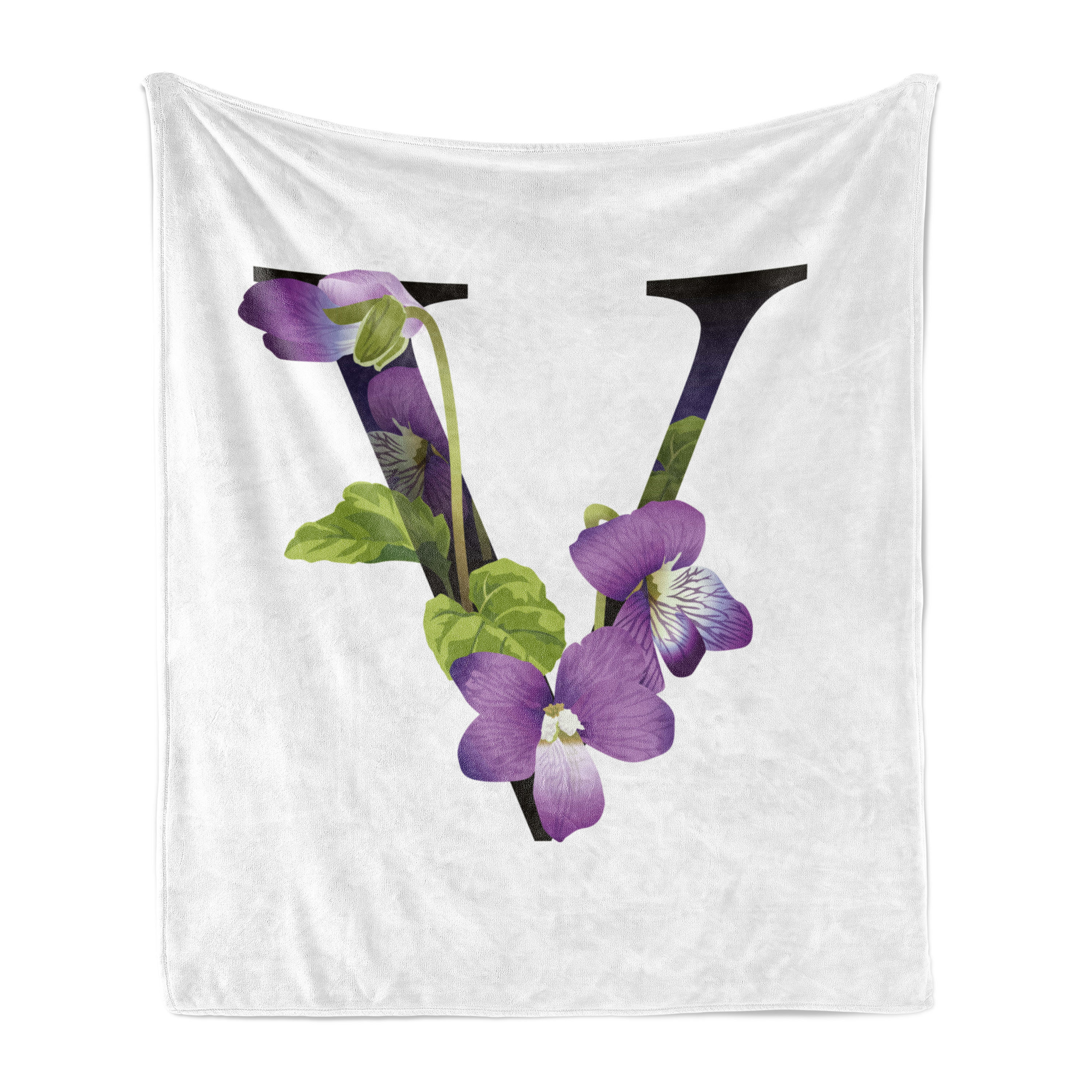 Ambesonne Letter V Fleece Throw Blanket Viola Sororia Flower Violet ...