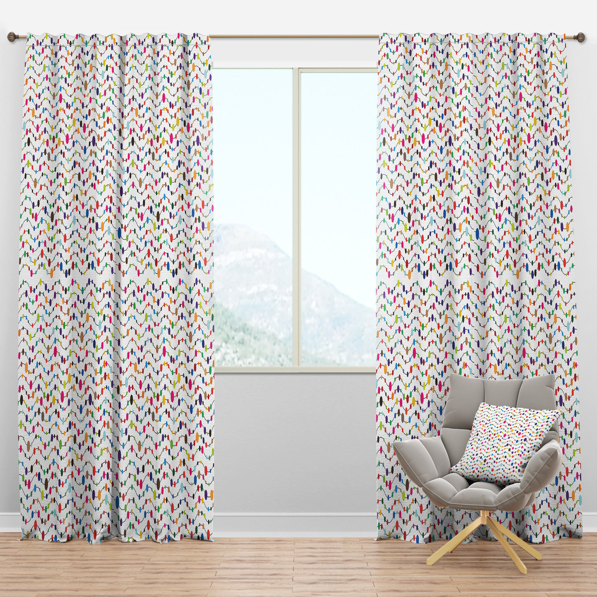 Design Art Color Waves of Polka Dots - Mid-Century Velvet Curtain ...