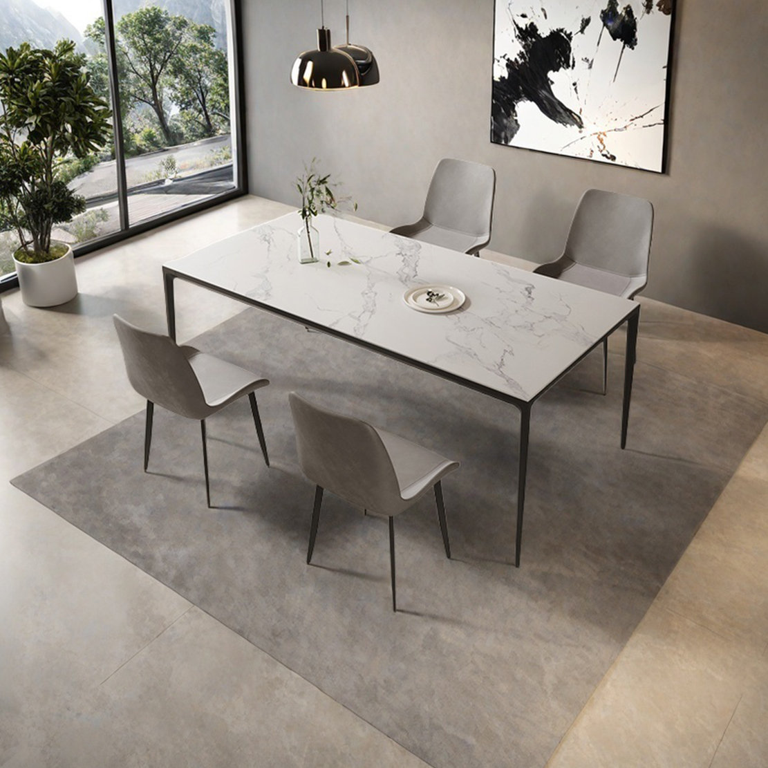 dujinlong home Light Luxury Style Rock Slab Dining Table | Wayfair
