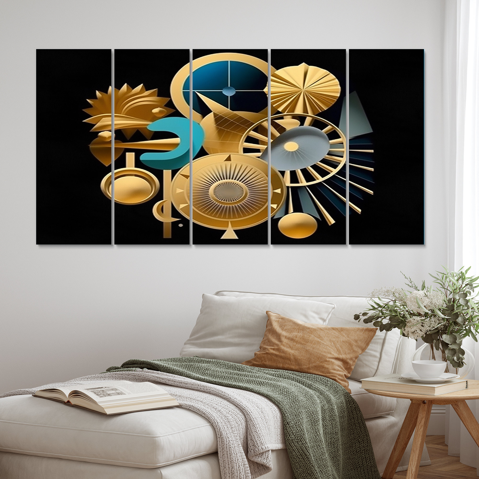 Ebern Designs Future Minimalism Contemporary Geometry I 5 Pieces | Wayfair