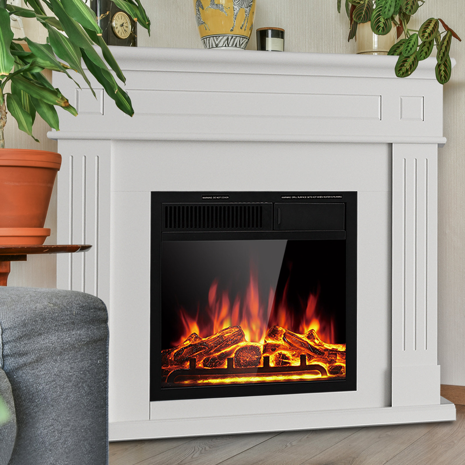 R.W.FLAME 43" Freestanding Corner Electric Fireplace With Mantel ...