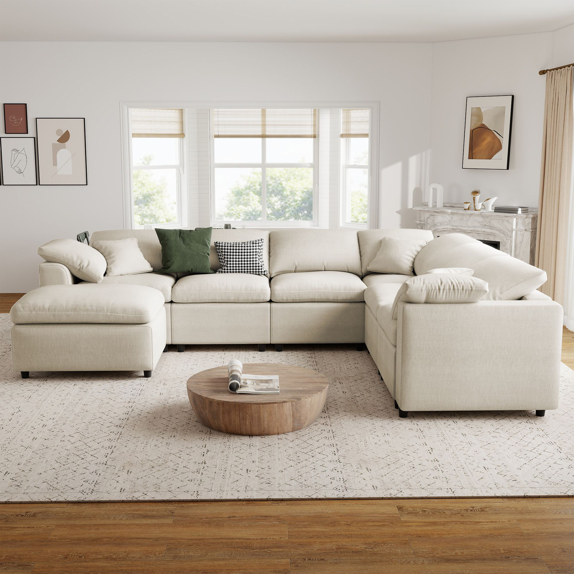 Latitude Run® Burwell 125"Chenille Modular Sectional Sofa, Plush ...