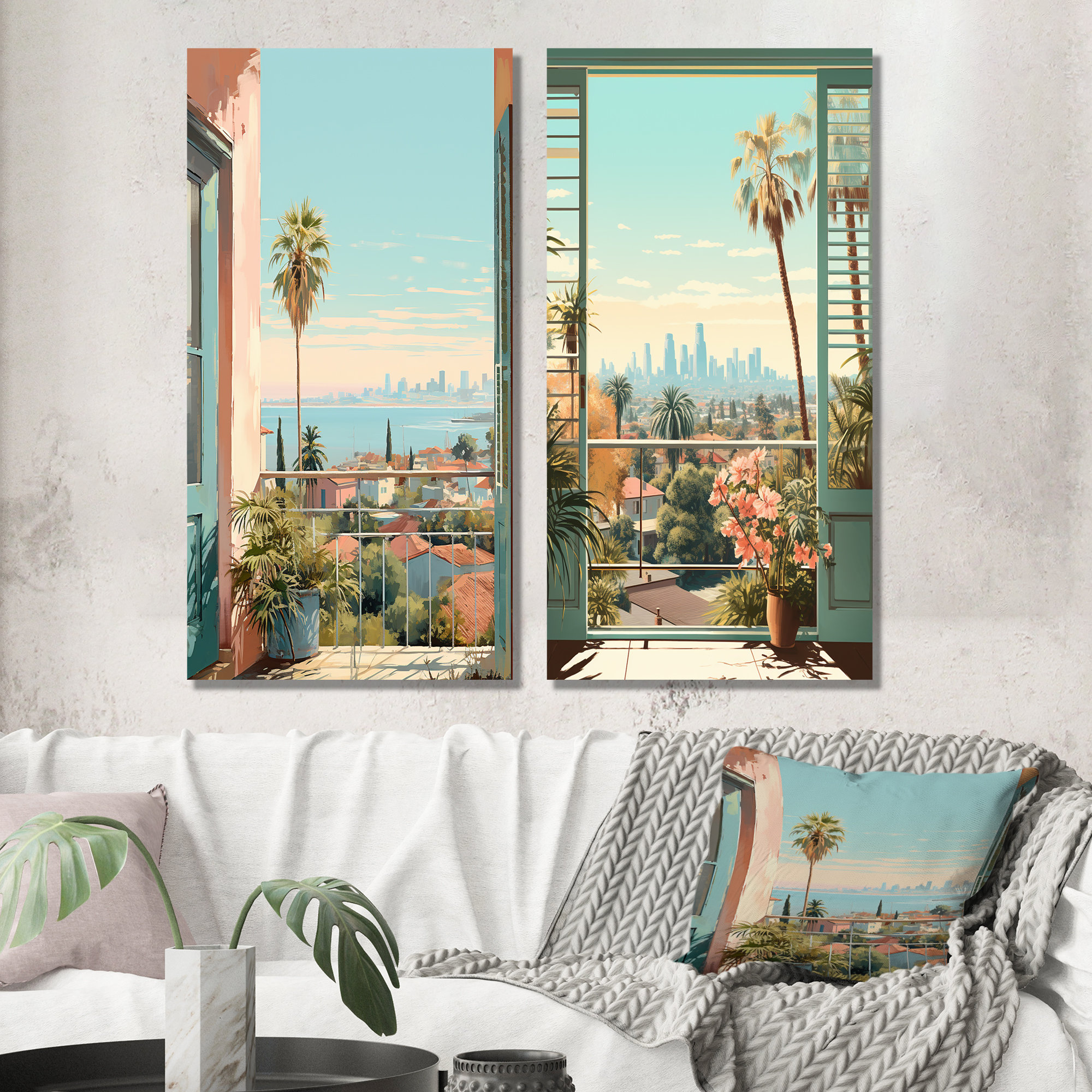 Bay Isle Home™ Vintage Los Angeles Windows View I - Window Canvas ...