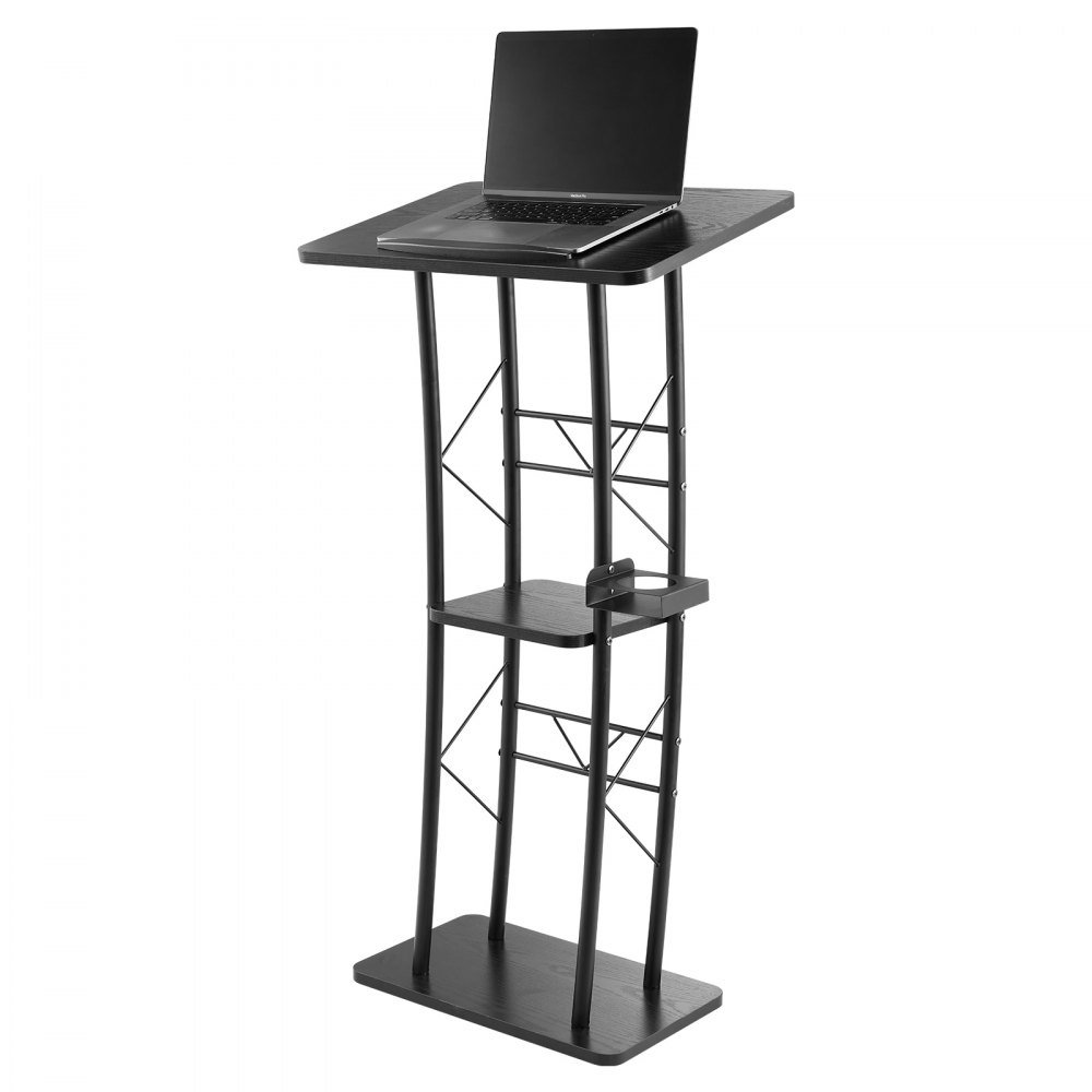 VEVOR Podium Stand 47 in Curved Metal Lectern Storage Shelf Classroom ...