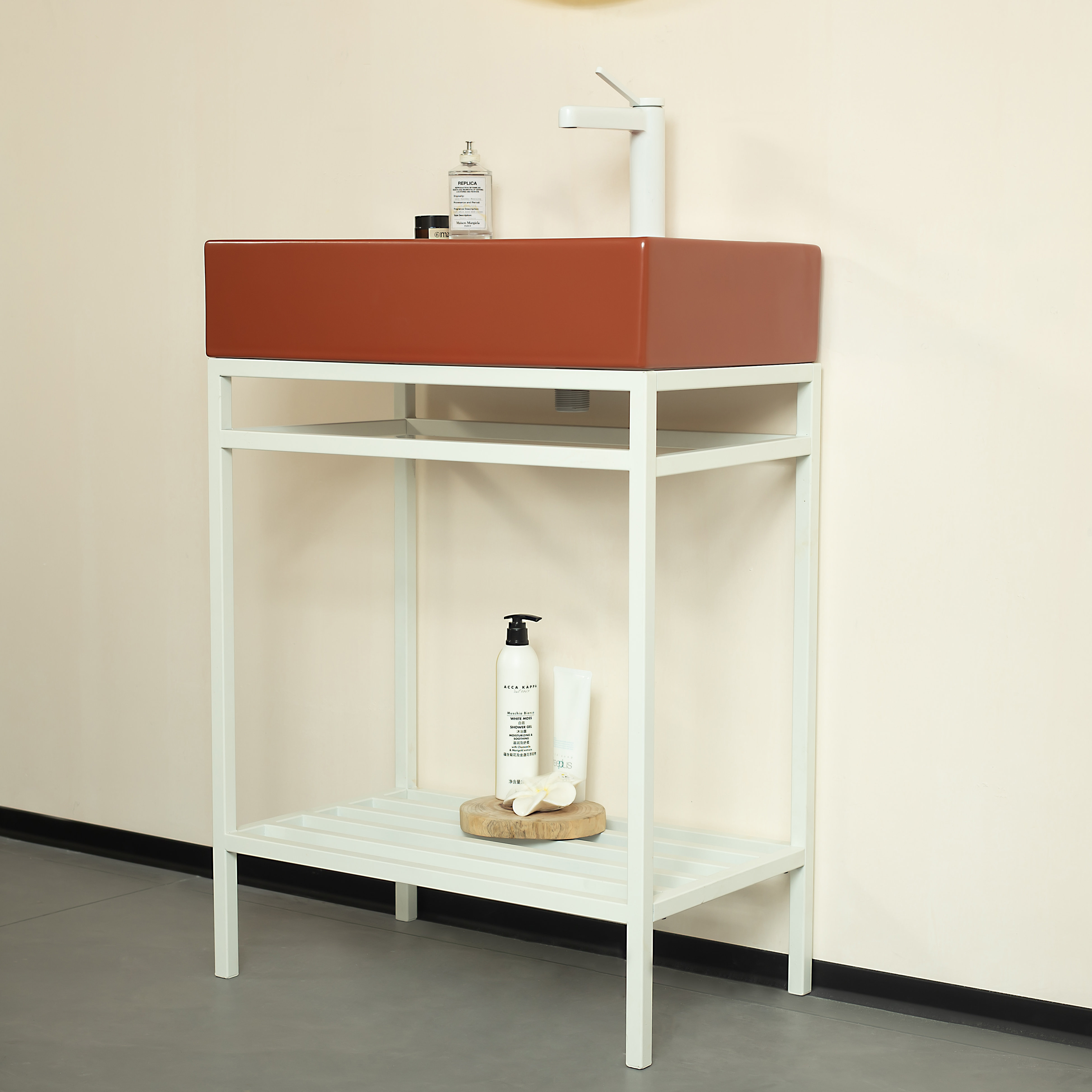 17 Stories Lofi 24" Bathroom Vanity With Ceramic Basin, Freestanding ...