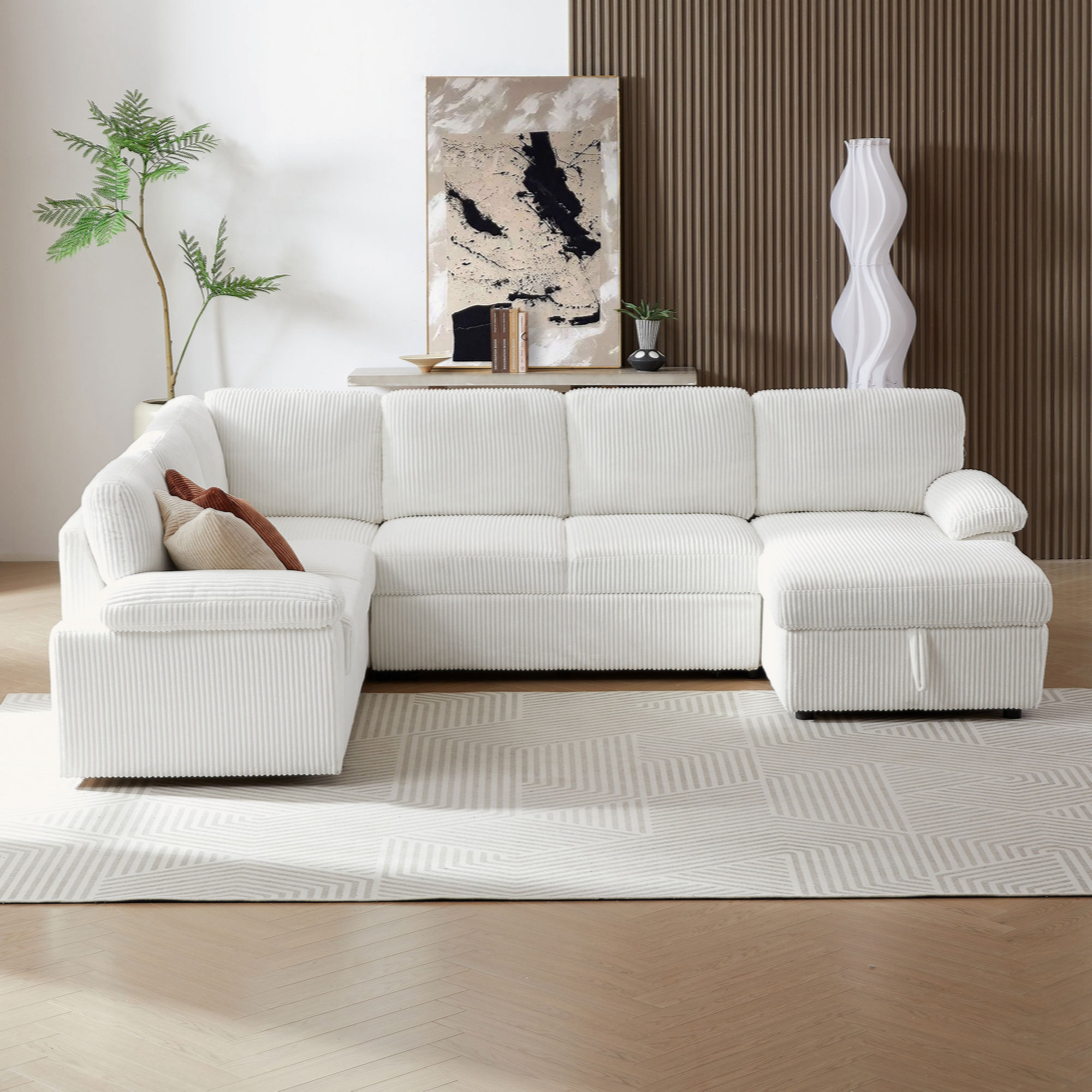 Hokku Designs Tiandra Oversized Modular Storage Sectional Sofa Couch ...